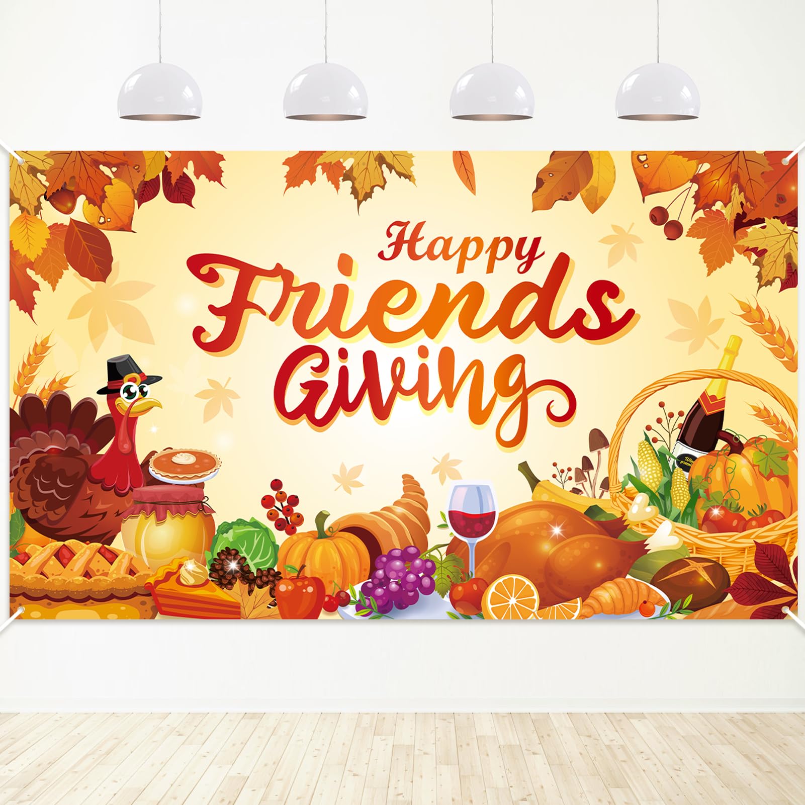 Amazon.com: HOWAF Happy Friendsgiving Backdrop Banner, Large Fabric ...