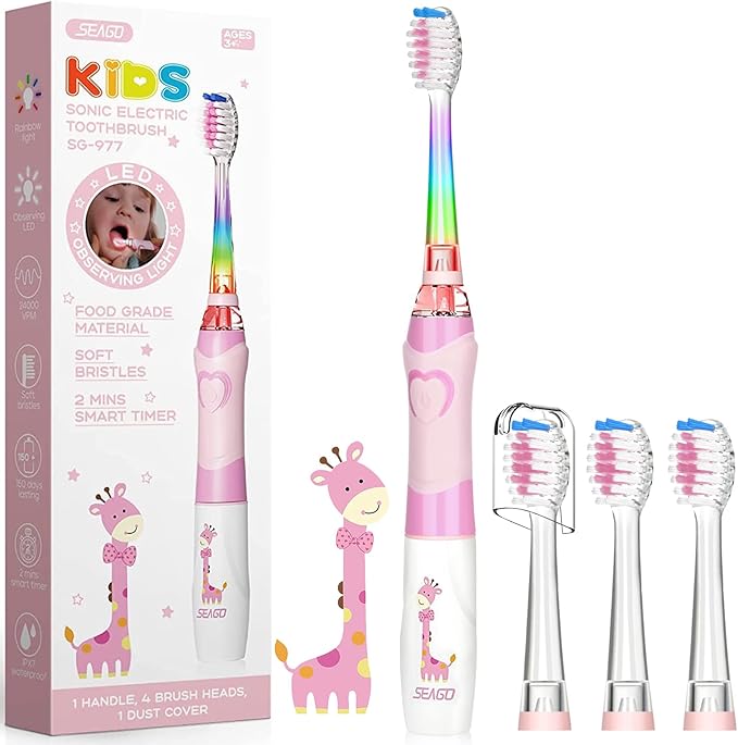 Seago Kids Electric Toothbrush 3-5-6-12 Toddler Childrens Toothbrushes ...