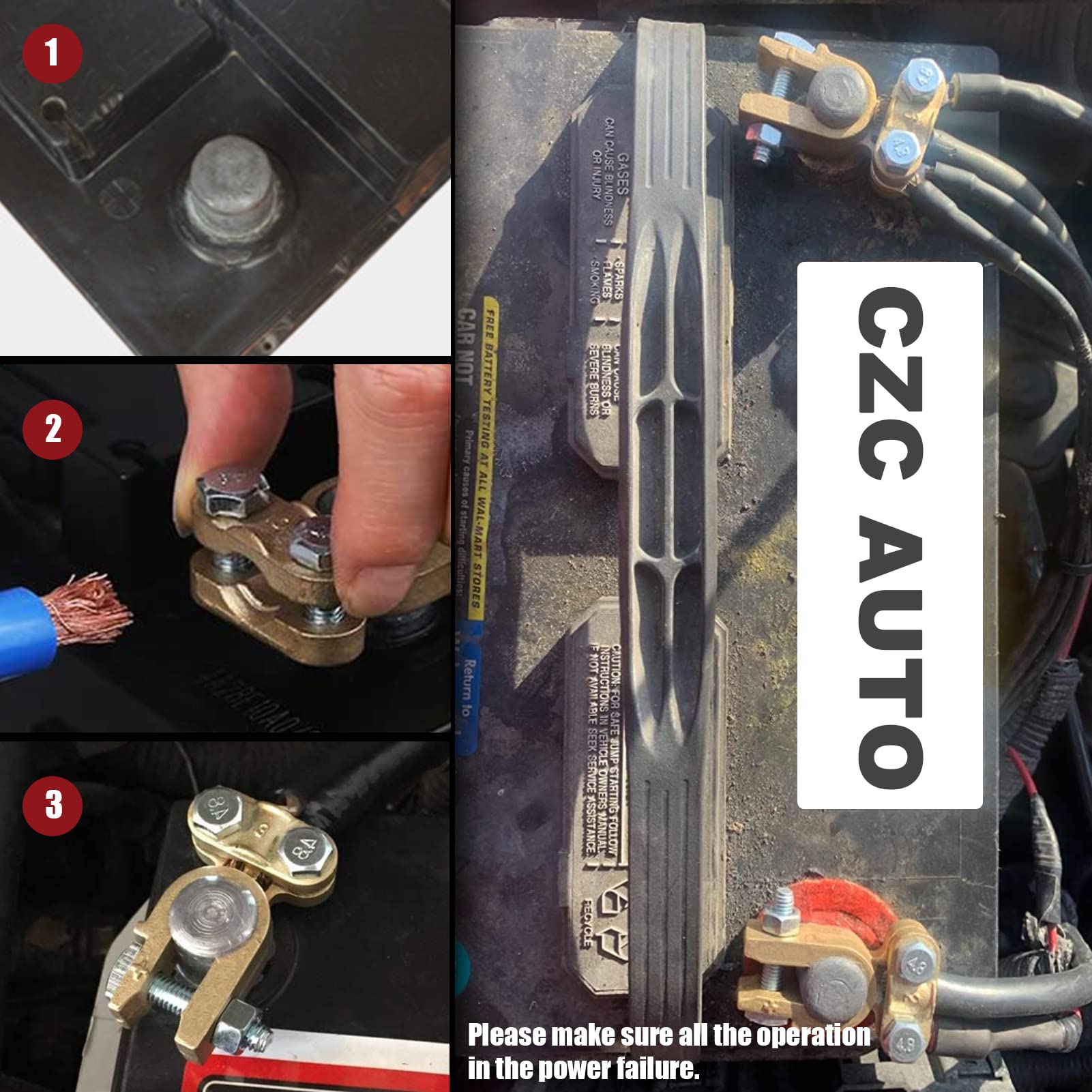 Snapklik.com : Battery Terminals Connectors Clamps, Brass Positive ...