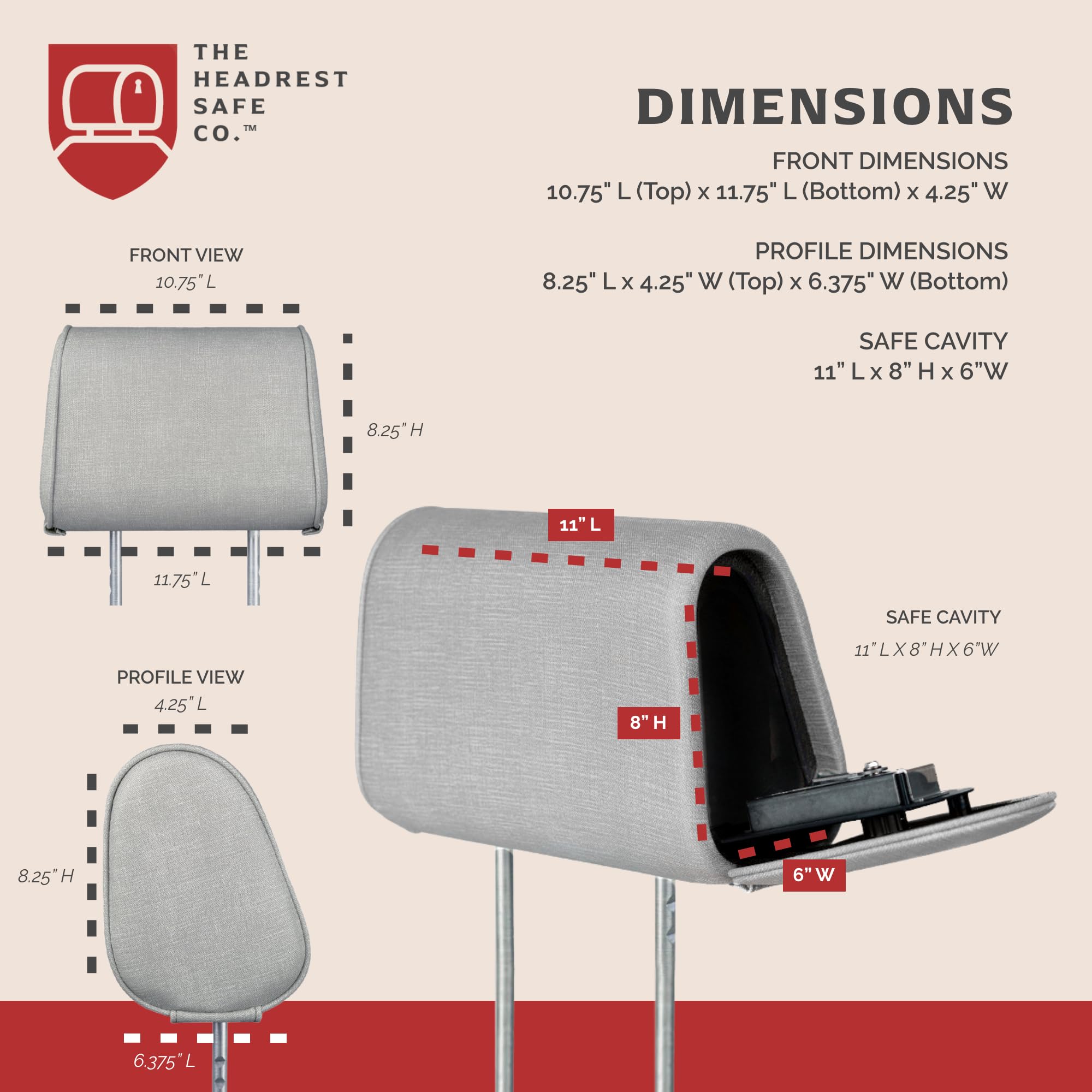 THE HEADREST SAFE Headrest Set - Passenger Seat with Safe + Companion ...