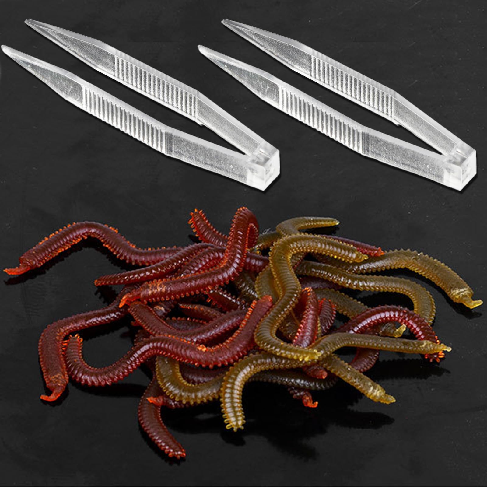 Colaren 50 PCS Plastic Fake Worms, Worms for Sea Fishing Bait Soft ...