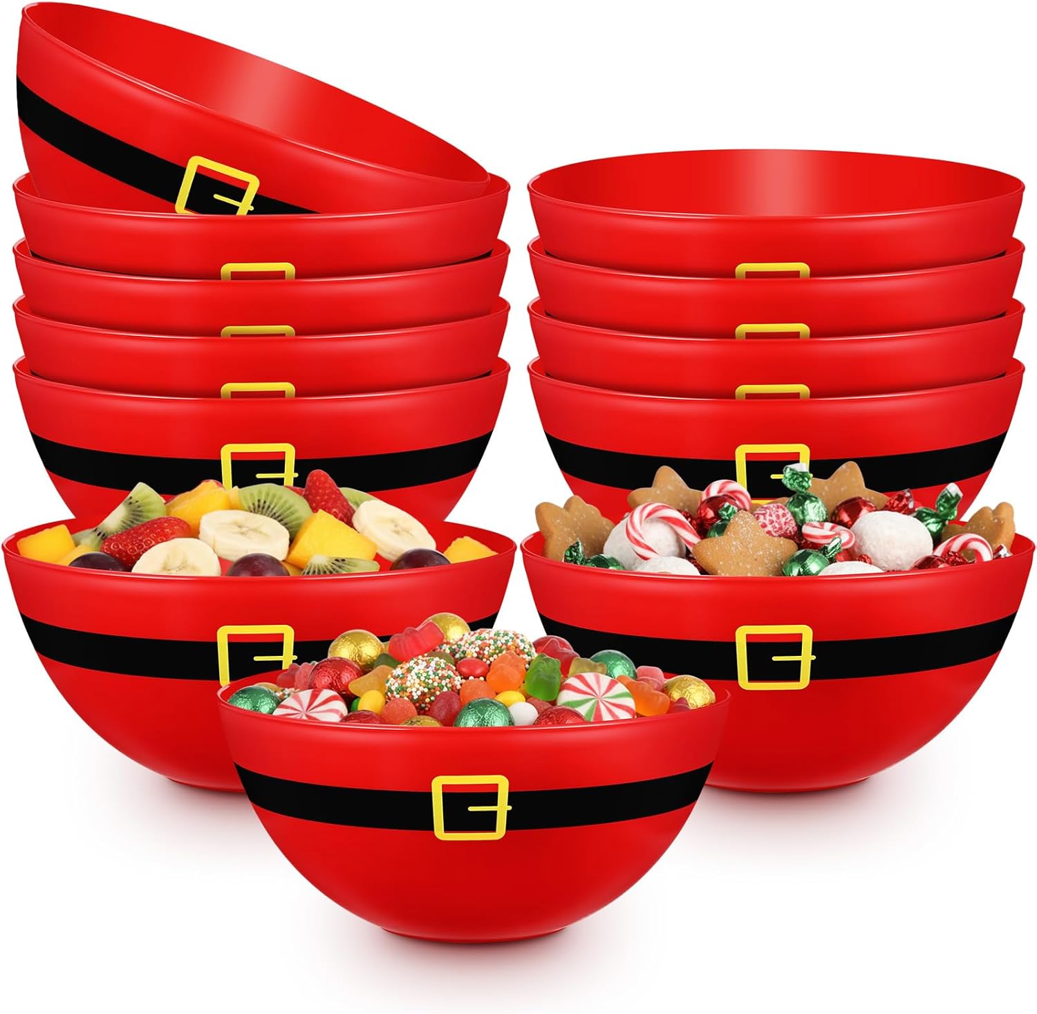 Amazon.com | Potchen 12 Pieces Large Christmas Candy Bowl 24oz Santa ...