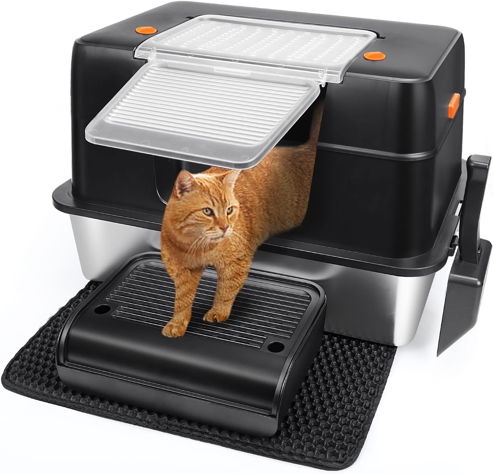 Amazon.com: Stainless Steel Cat Litter Box - Enclosed Metal Cat Litter ...