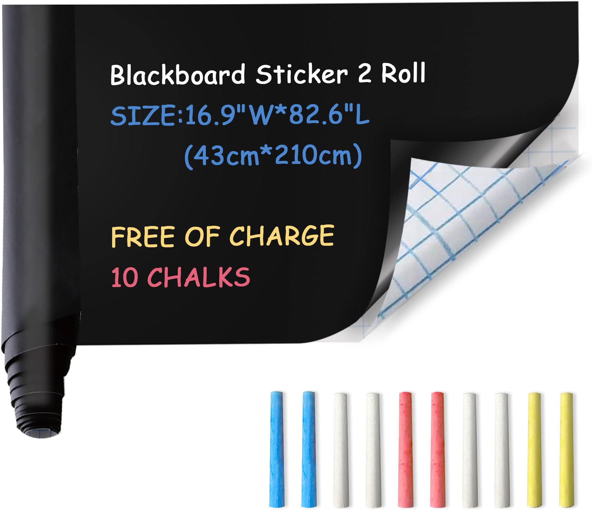 DSL 2 Rolls 60cm x 200cm Removable Blackboard Vinyl Wall Sticker ...