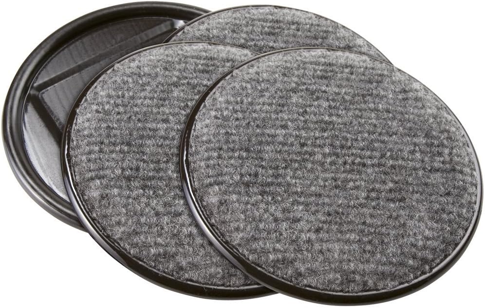 4" Round Reusable Felt Furniture Caster Cups with Carpet Bottom, Felt ...