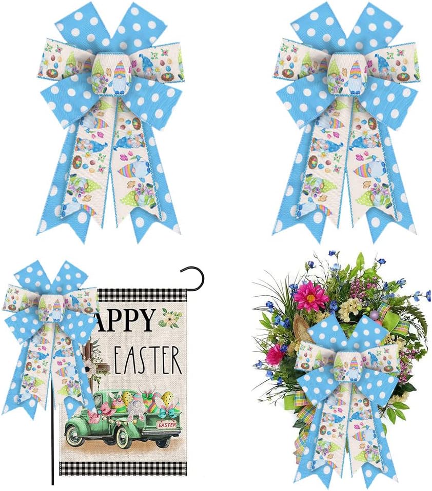 Amazon.com: Hying 2 Pieces Easter Bows for Wreath, Happy Easter Wreath ...
