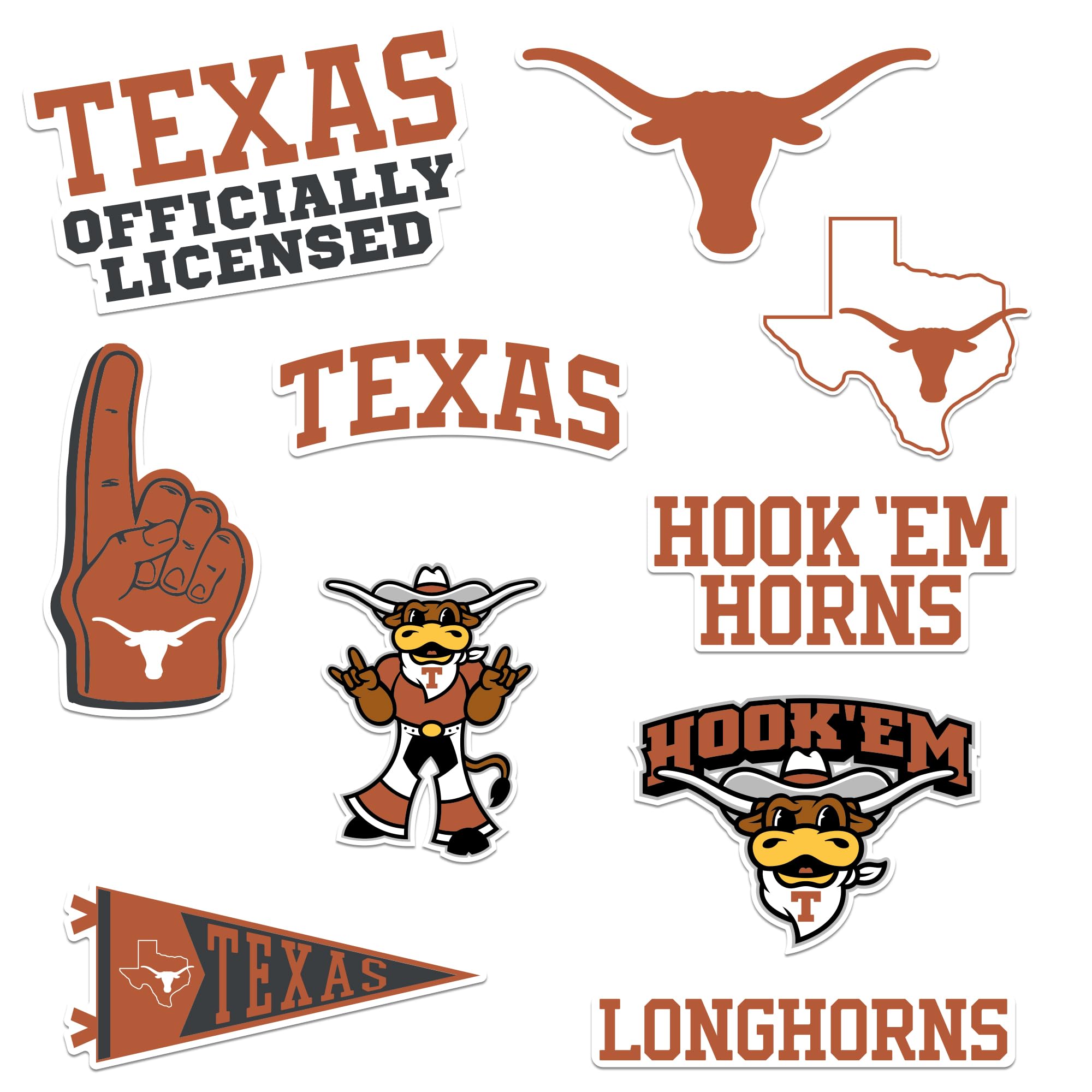 Amazon.com: University of Texas 8ct Vinyl Large Deluxe Stickers Variety ...