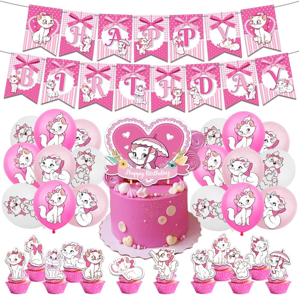 Amazon.com: Cute Mary Cats Party Supplies Anime Party Decor Cartoon ...
