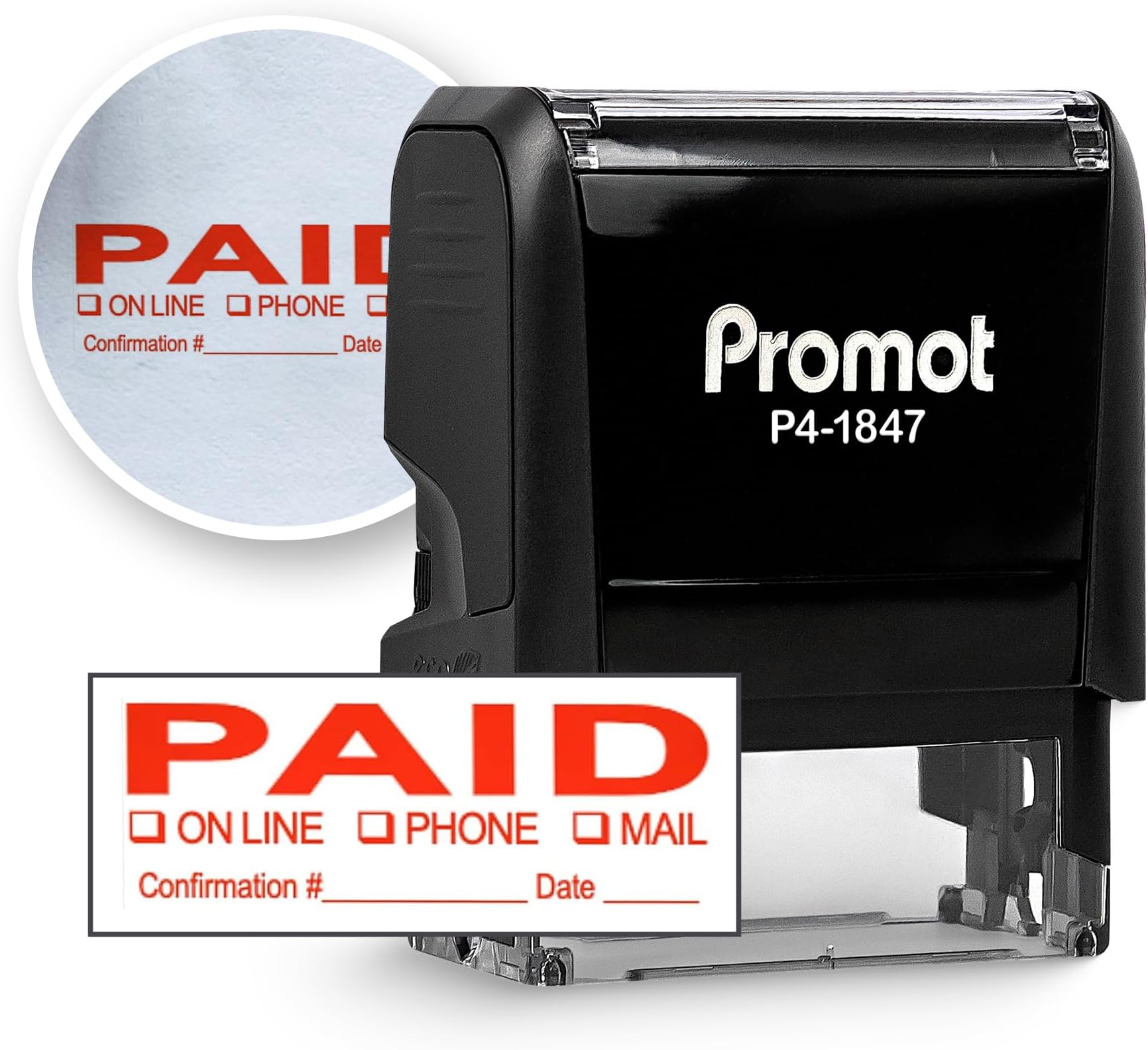 Amazon.com: Paid Check No Amount Date with 3 Lines 4915-Self Inking ...