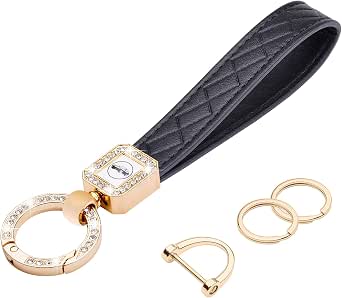 Wisdompro Bling Leather Car Keychain, Universal Microfiber Leather Key ...