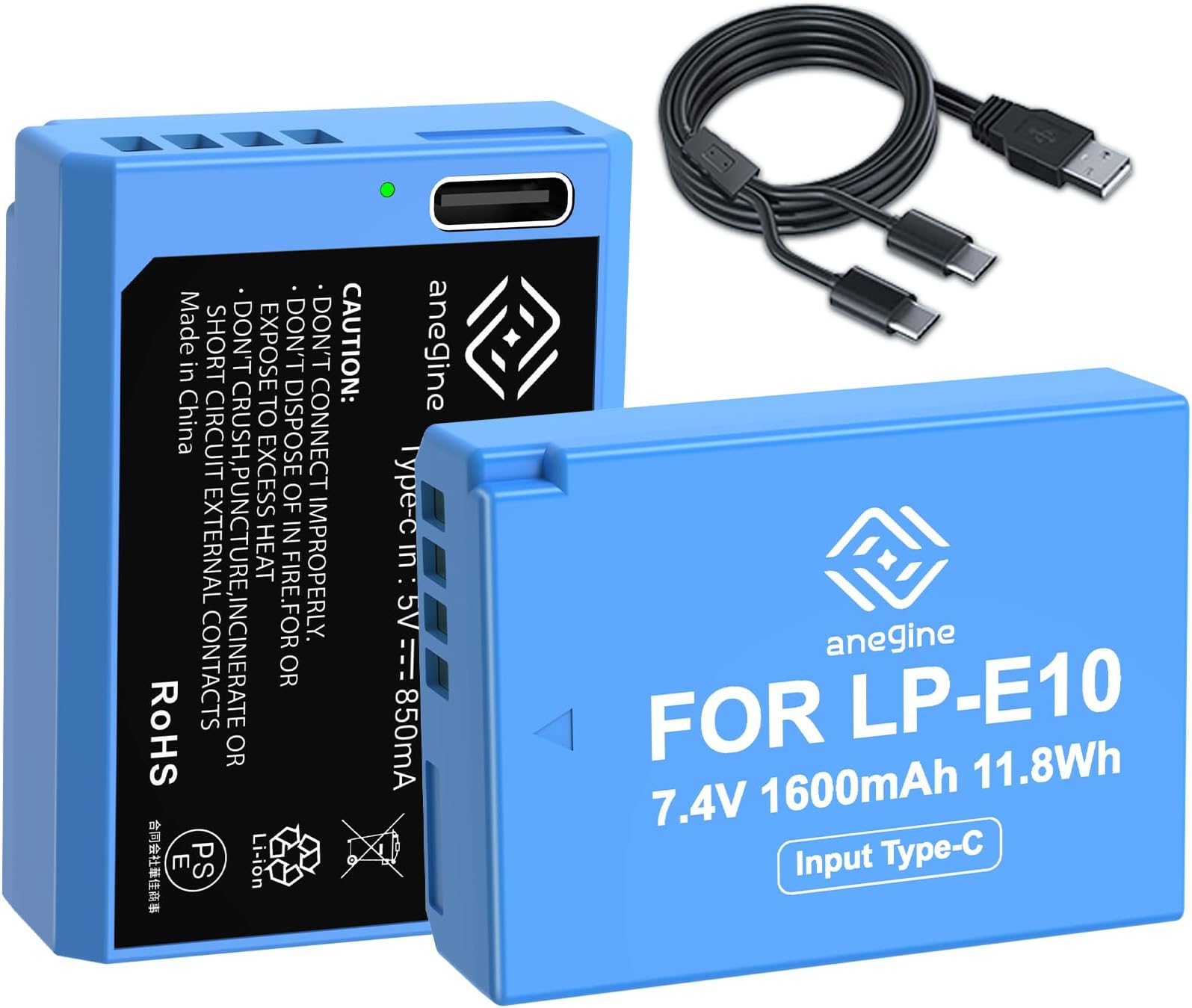 Amazon.com: Anegine LP-E10 Battery 1600mAh with Type-C Direct Charging ...