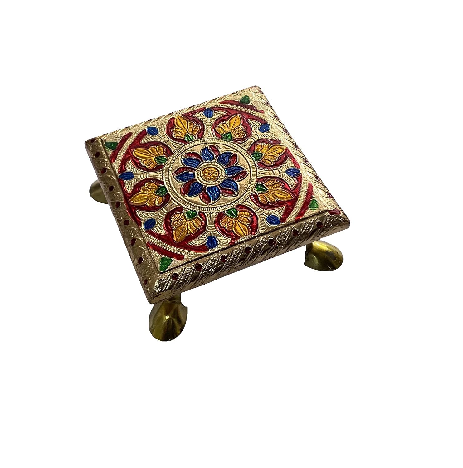 ZOLDYCK Handcrafted Colouring Puja Patla Multi Use Pooja Table/Path ...