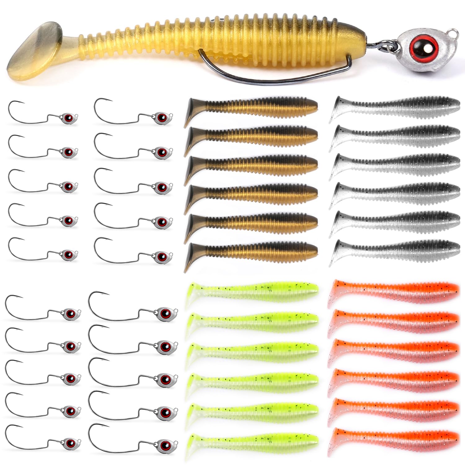 Ant Bait Texas Rig Fishing Kit - 10 Ready-to-Fish Rigs With Swimbaits ...
