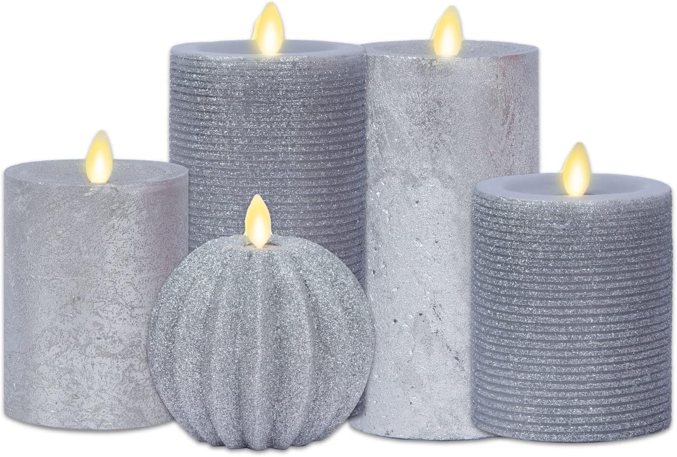 Amazon.com: Luminara Frosty Winter Wonderland Collection, Set of 2 ...