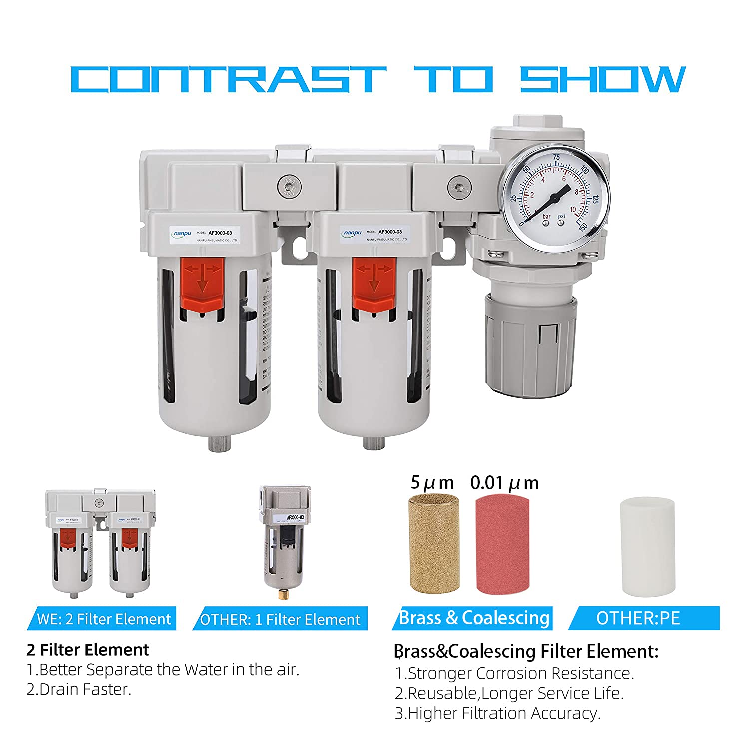 Snapklik.com : NANPU 3/8" NPT Air Drying System - 5 Micron Particulate ...