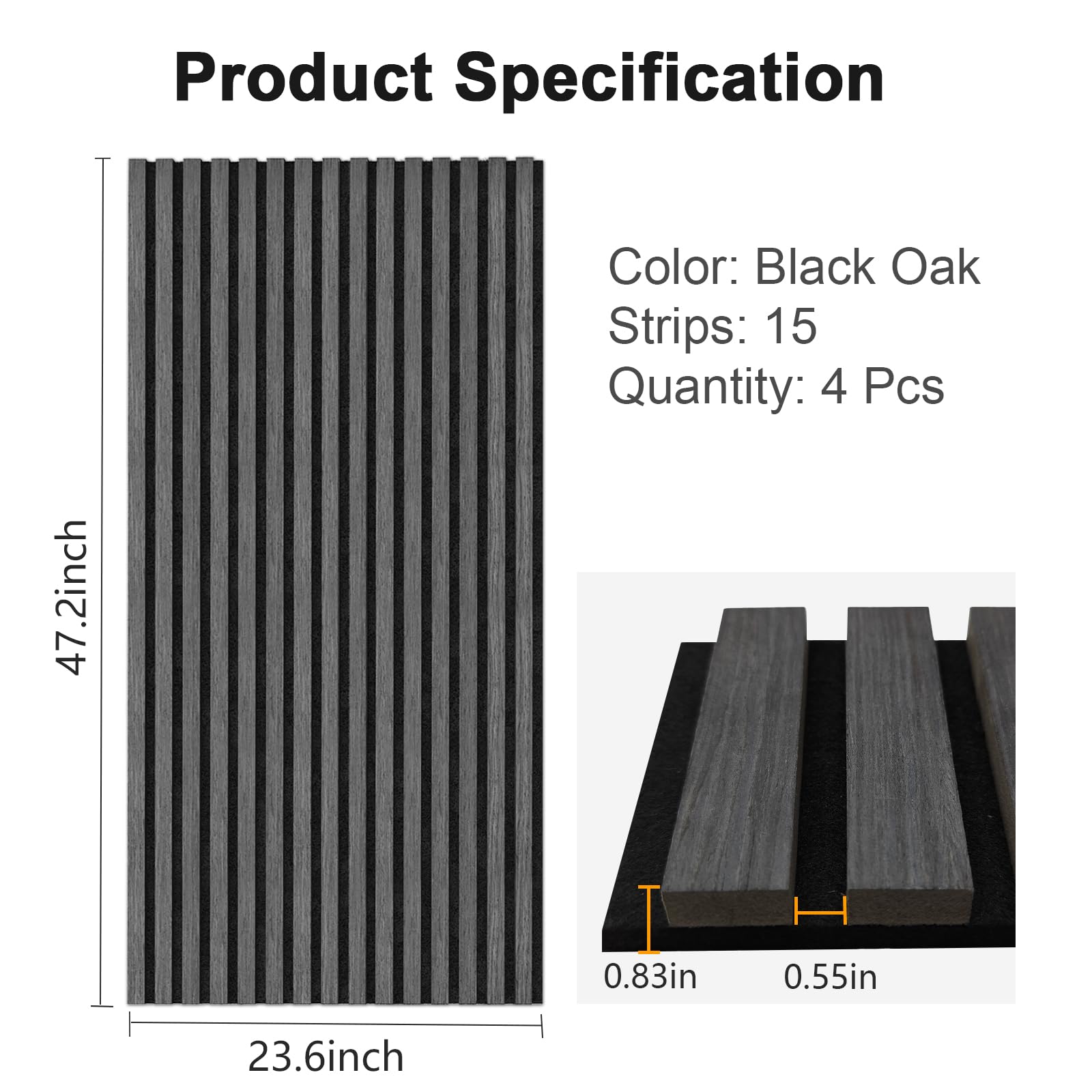Snapklik.com : 4 Pack Wood Panels For Wall, 47.2 X 23.6 Wood Slat Wall ...