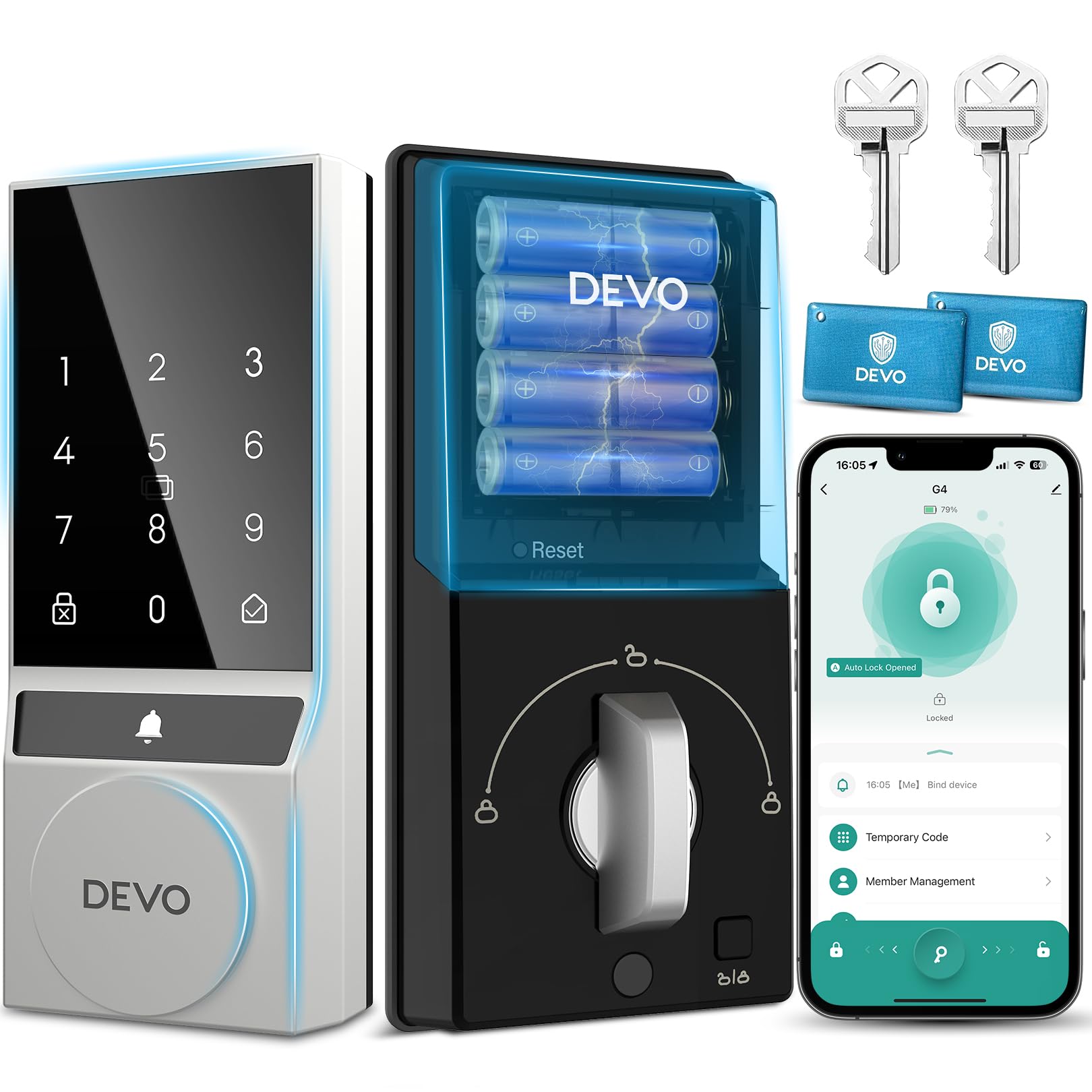 Devo Smart Lock, Keyless Entry Door Lock for Front Door, Bluetooth ...