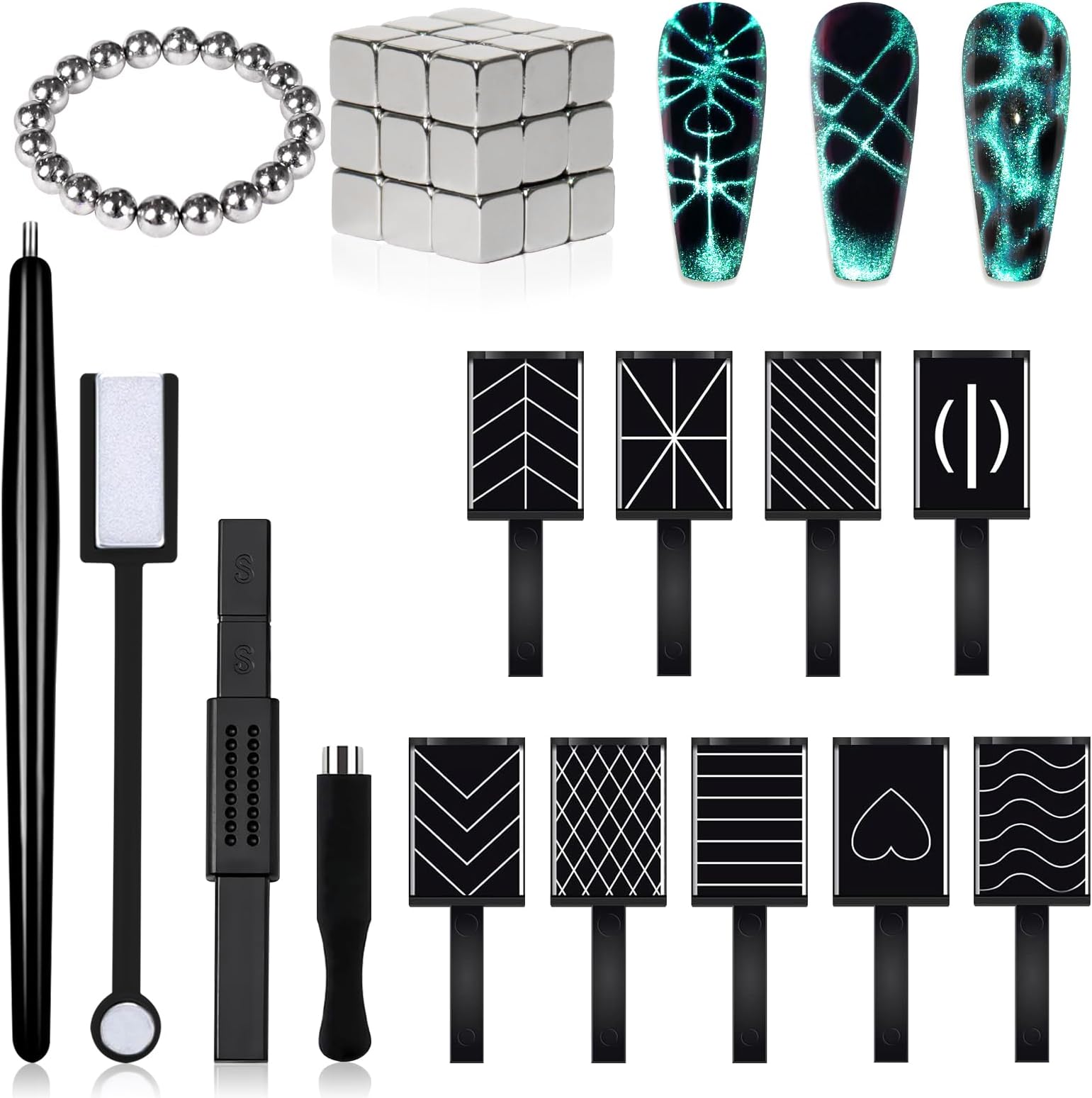 Amazon.com: 11Pcs Cat Eye Magnet for Nails Cateye Magnet Gel Nail ...