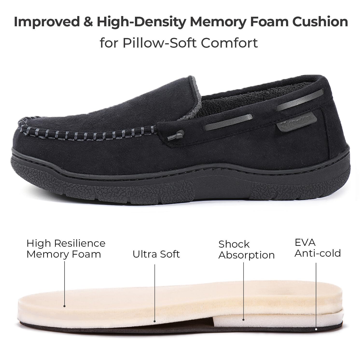 Snapklik.com : Zigzagger Mens Mocc Slippers Memory Foam House Shoes