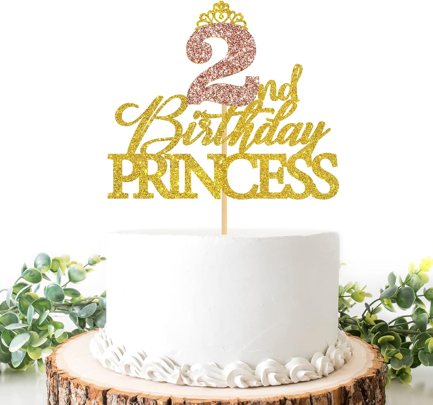 Amazon.com: Helewilk 2nd Birthday Princess Cake Topper, Princess Cake ...