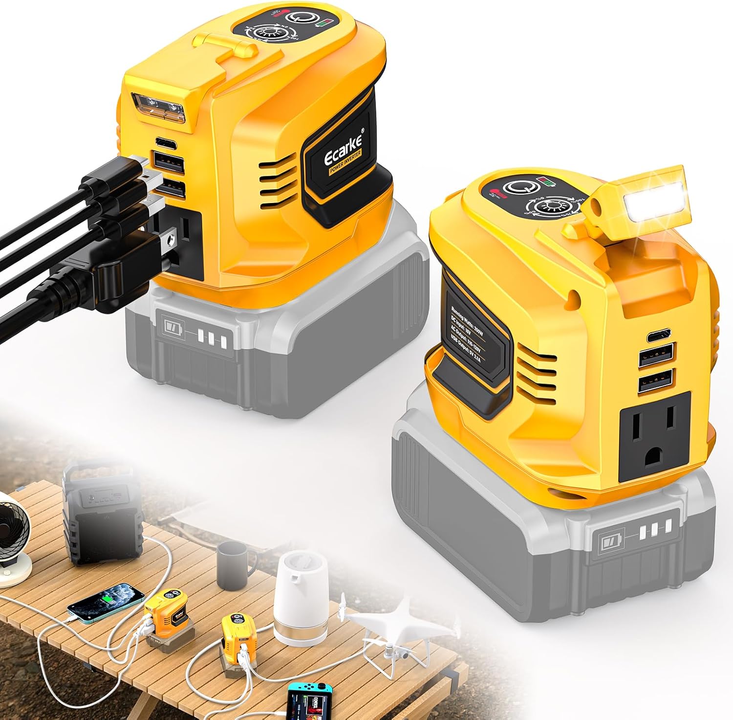 Amazon.com: 200W Portable Power Inverter Compatible with Dewalt 20V ...