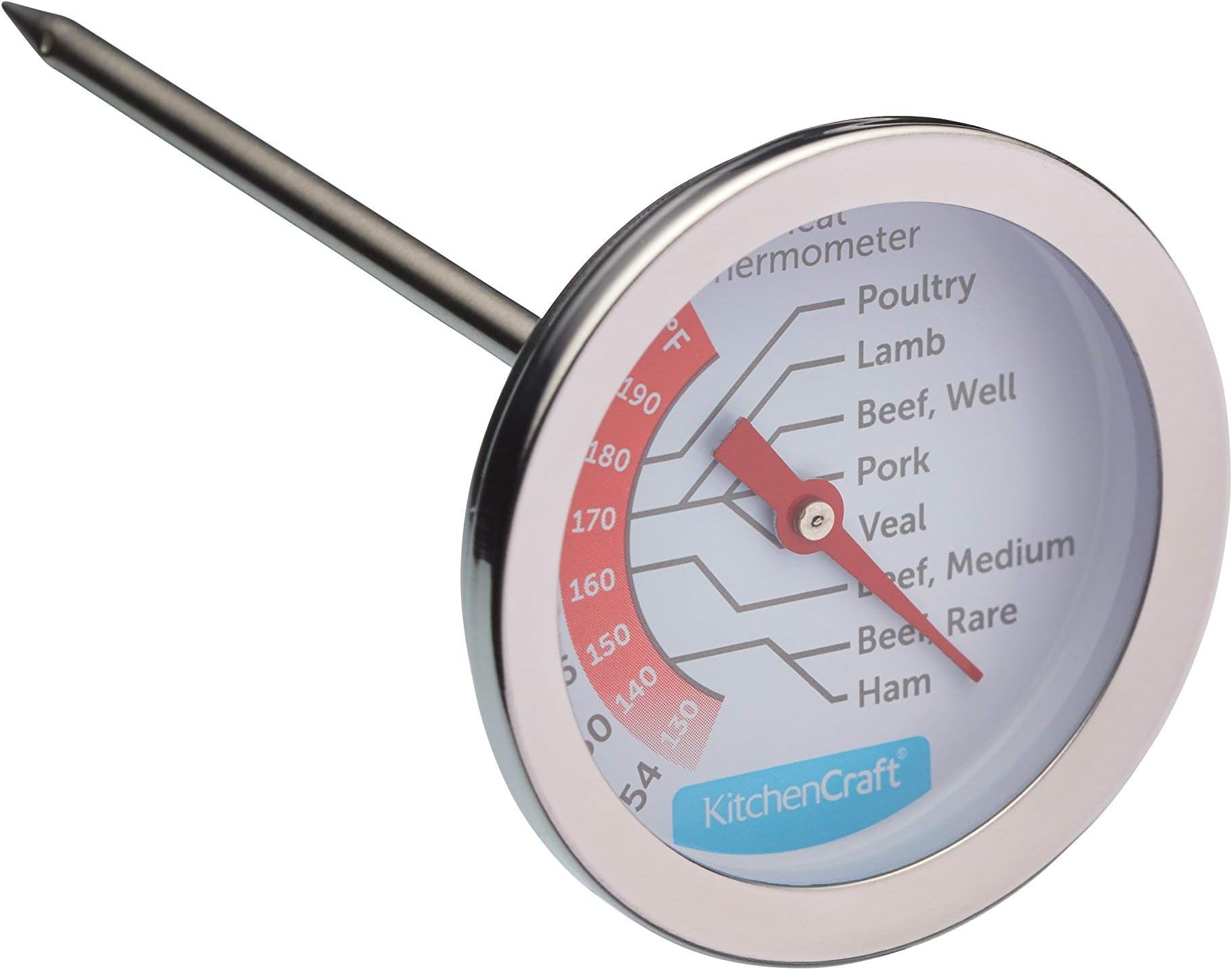 KitchenCraft Stainless Steel Meat Thermometer, Silver : Amazon.co.uk ...