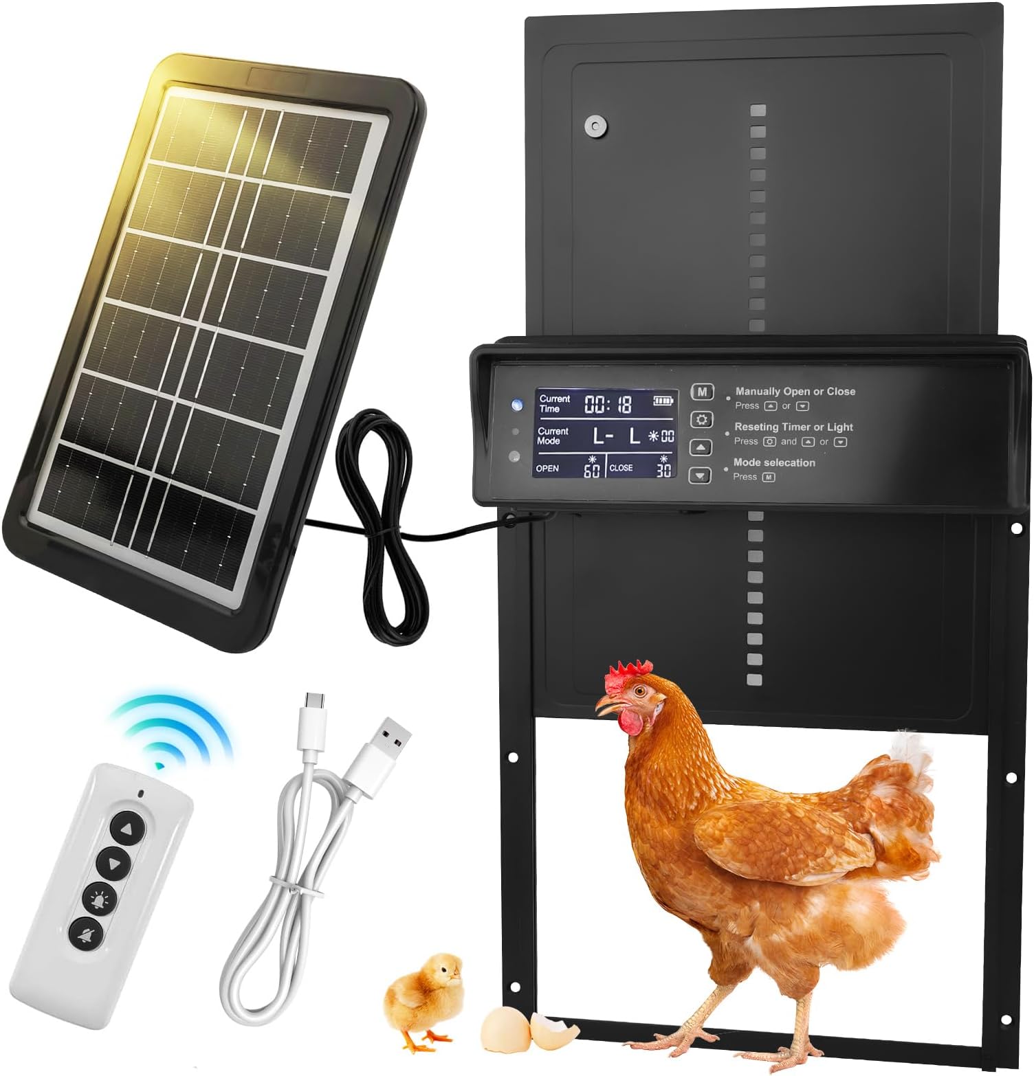 Amazon.com: Automatic Chicken Coop Door, Solar Powered Chicken Coop ...