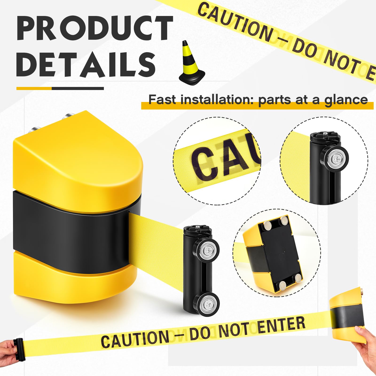 Snapklik.com : Barydat 2 Pcs 16.4 Ft Magnetic Retractable Wall Barrier ...