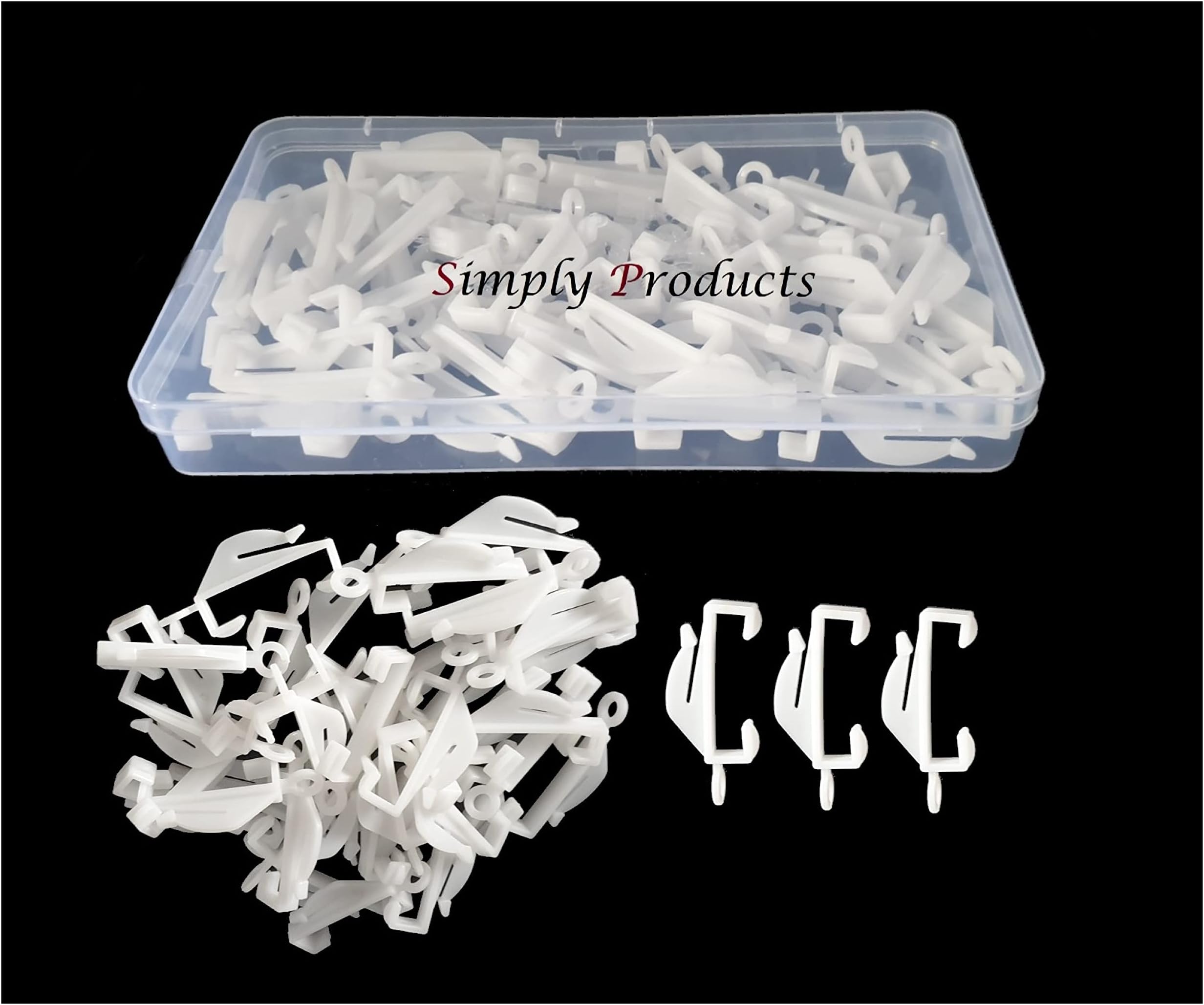 50pc Curtain Track Glider Hooks Plastic White, Curtain Track Rail Hooks ...