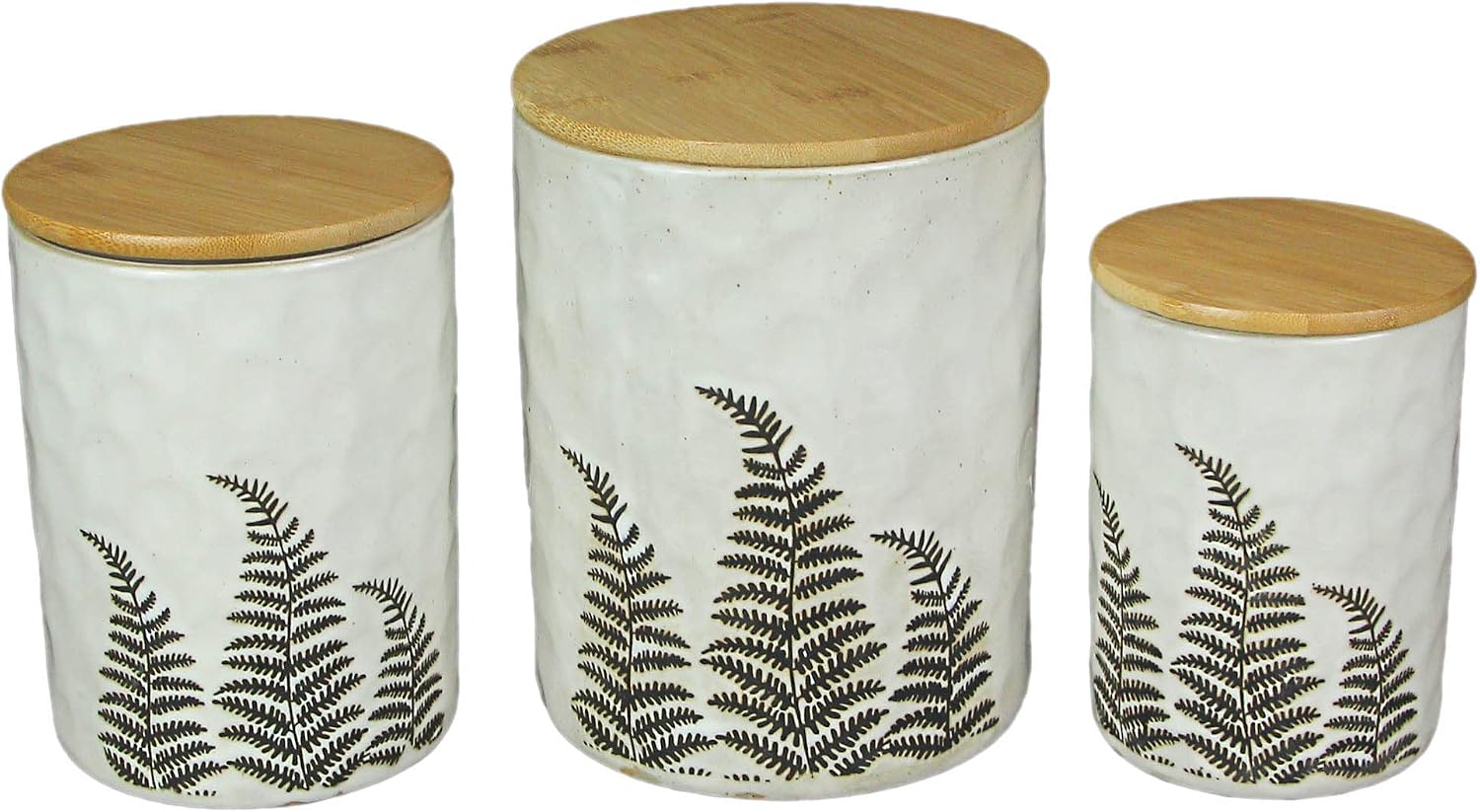 Amazon.com: Things2Die4 Set of 3 Fern Ceramic Canister Kitchen Counter ...