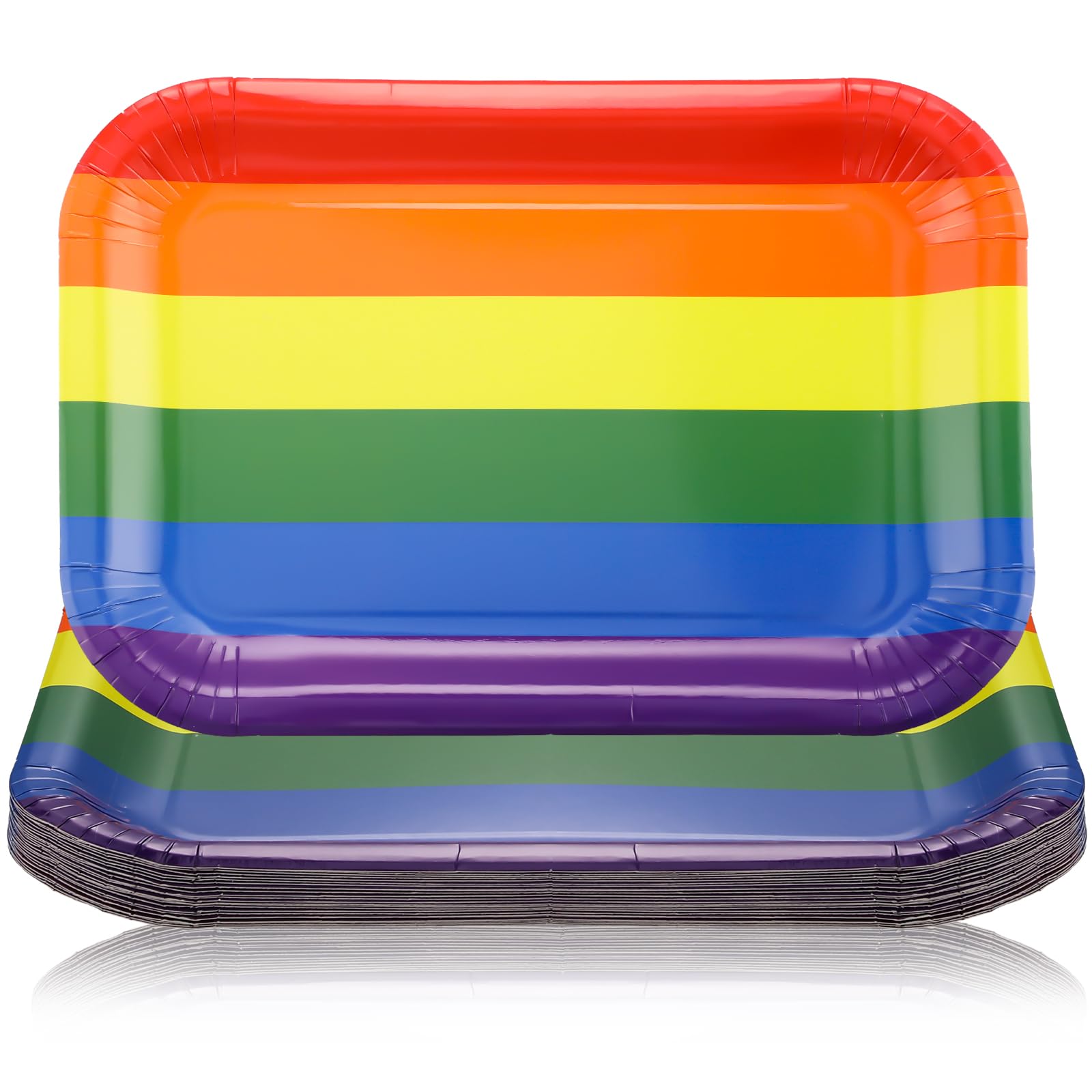 24 Pcs Gay Pride Day Paper Plates 13" x 9" Rainbow Colorful Disposable ...
