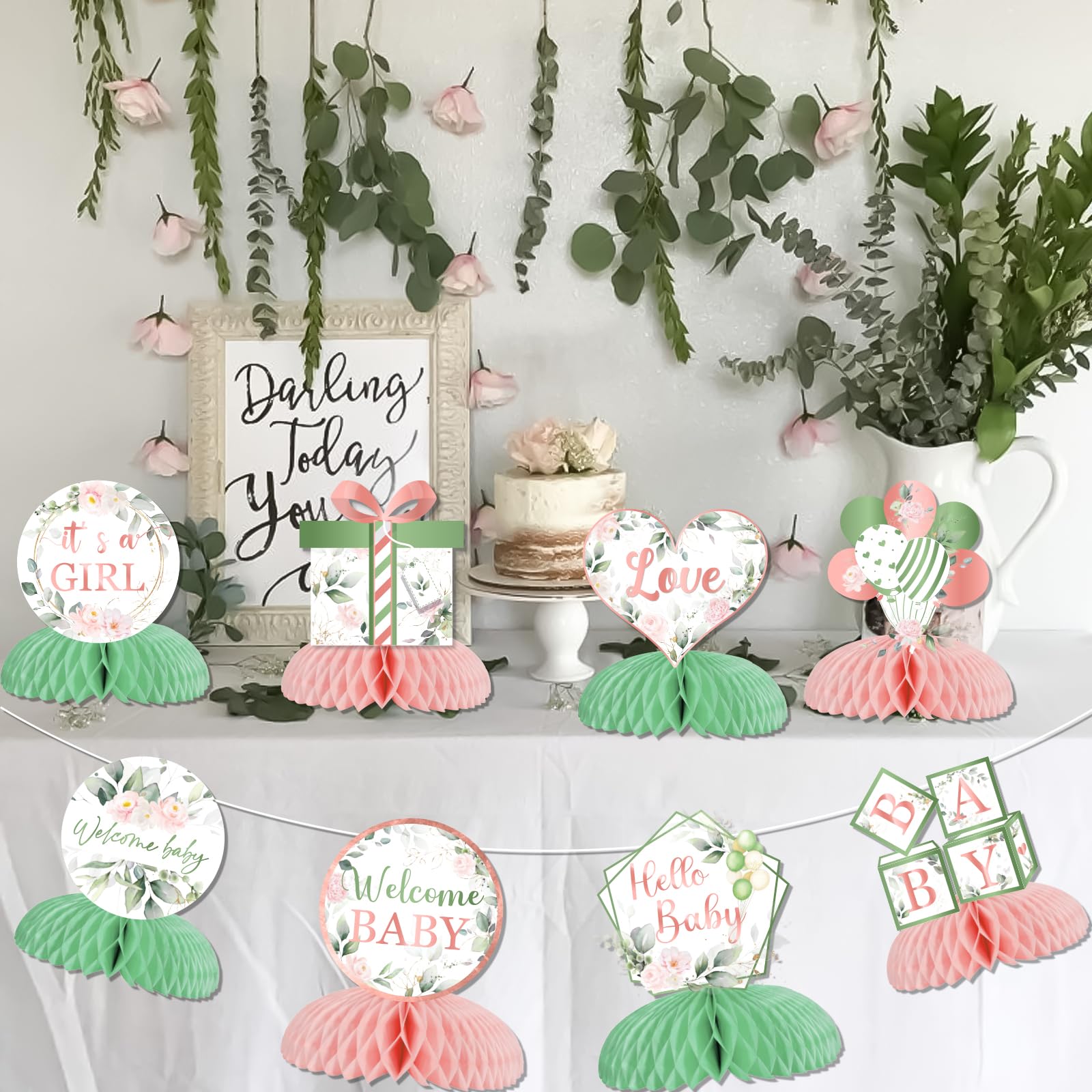 Sage Green And Pink Centerpiece Arrangements