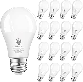 suchot A21 LED Light Bulb, 150W Equivalent Light Bulbs, 19W 4000K ...