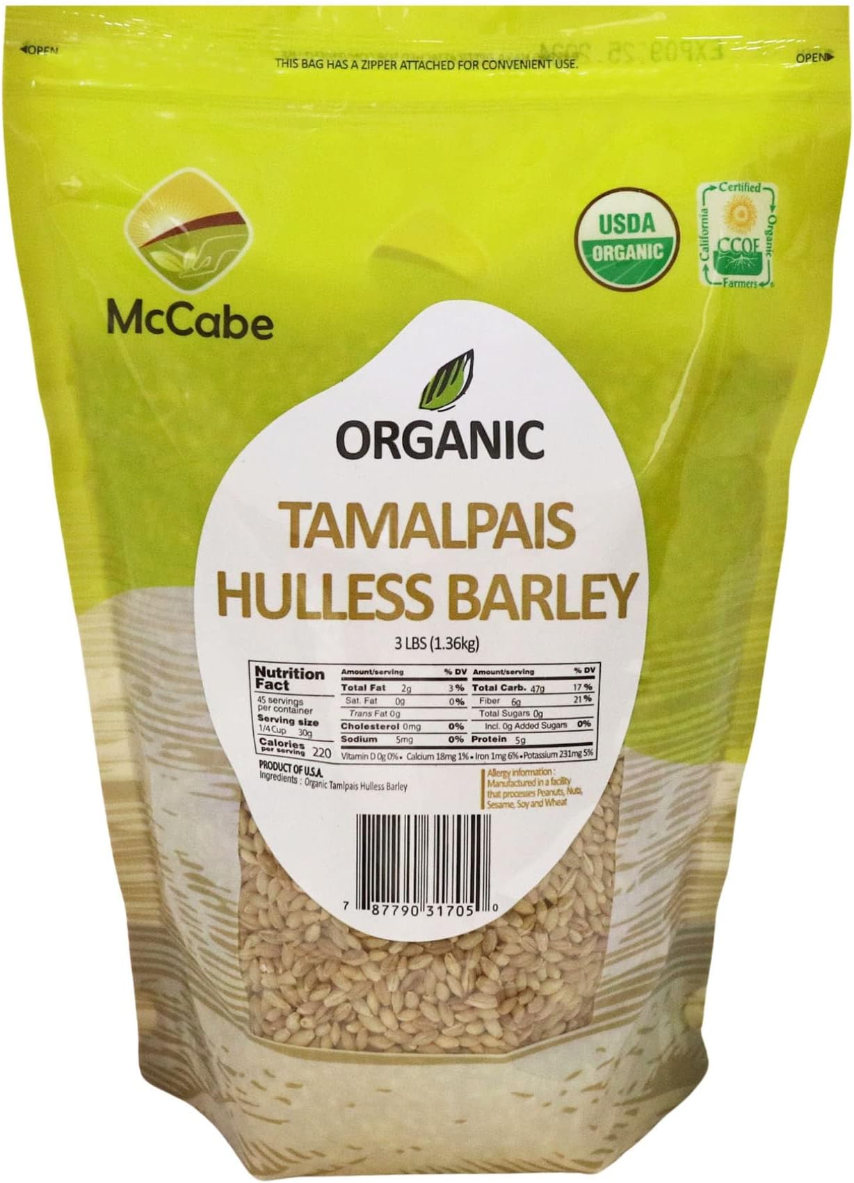 Amazon.com : Organic Hulled Barley Grain from Shiloh Farms - 15 oz ...