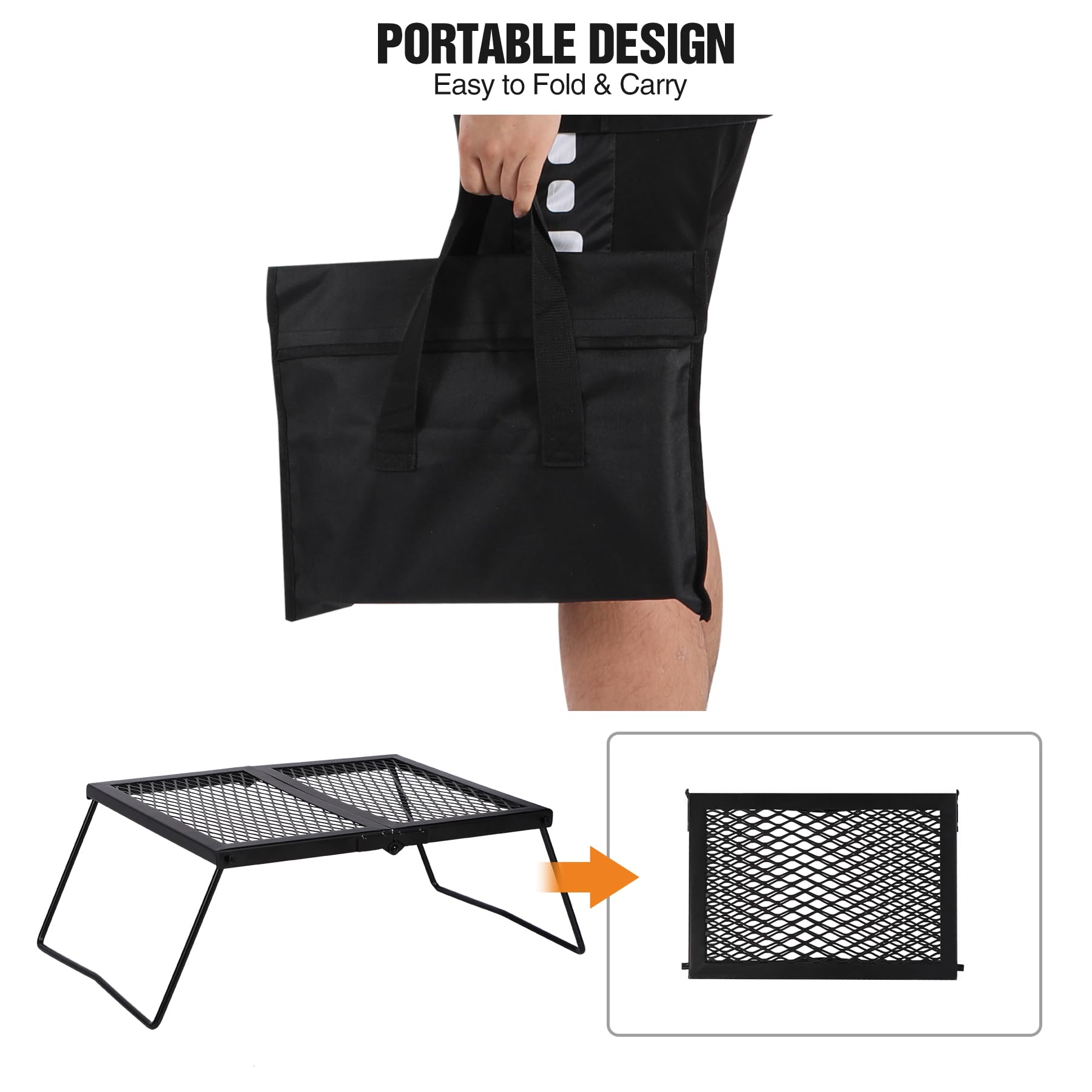 Snapklik.com : REDCAMP Folding Campfire Grill Heavy Duty Steel Grate ...