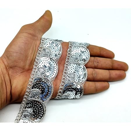 CRT Sequence Zari Pankhi Border Lace for Saree Blouse Dupatta Lehenga ...