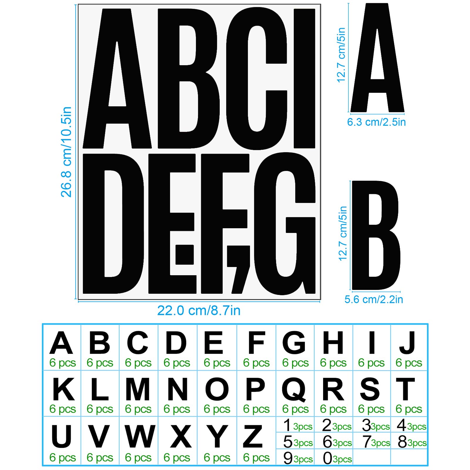 Snapklik.com : Bemeol 30 Sheets Large Letter Sickers 5 Inch Vinyl ...