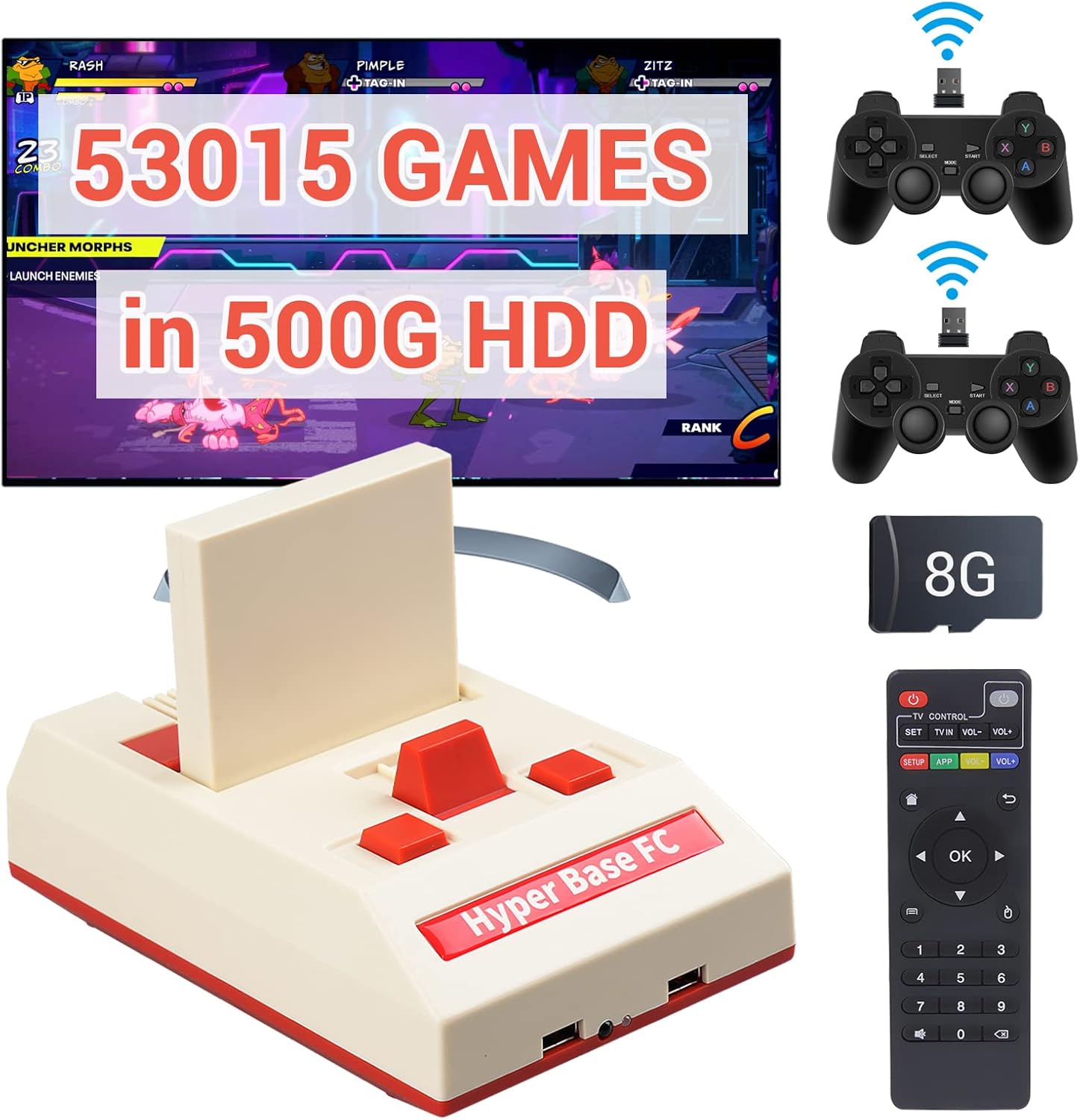 Retro Game Console Built in 53,015 Classic Games, 500G Plug and Play ...