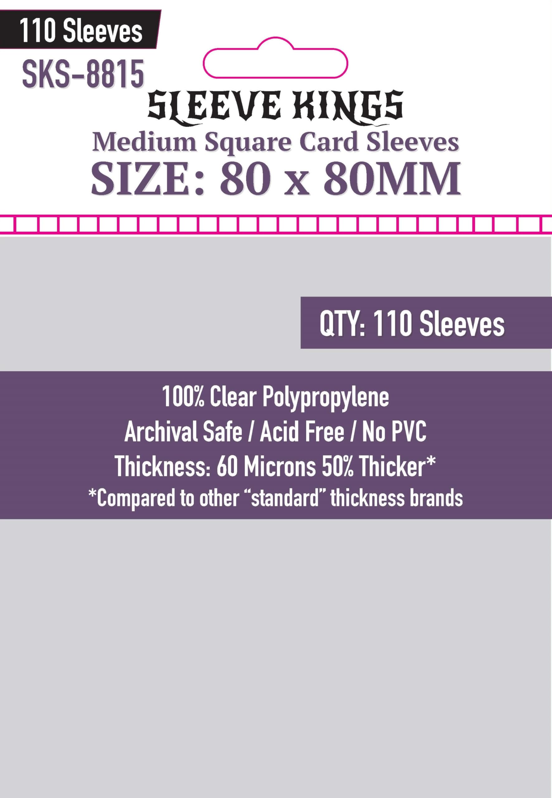 Amazon.com: Sleeve Kings Medium Square Card Sleeves (80x80mm) - 110 ...