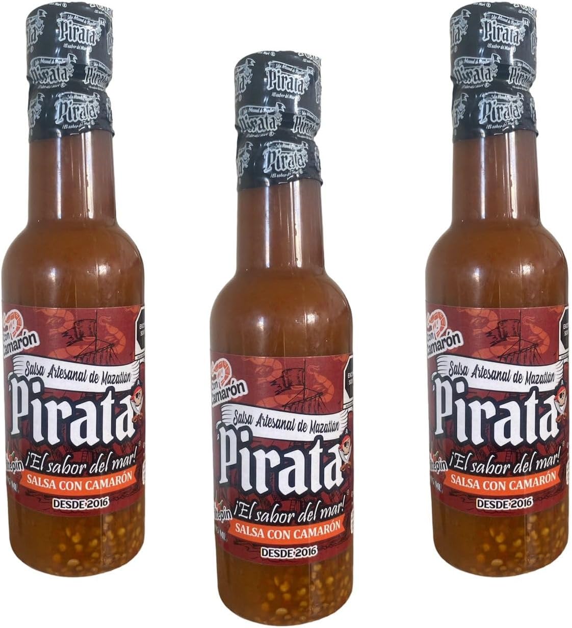 Pack 3 Salsa PIRATA 195 ml. Artesanal de Mazatlán. El sabor del Mar ...