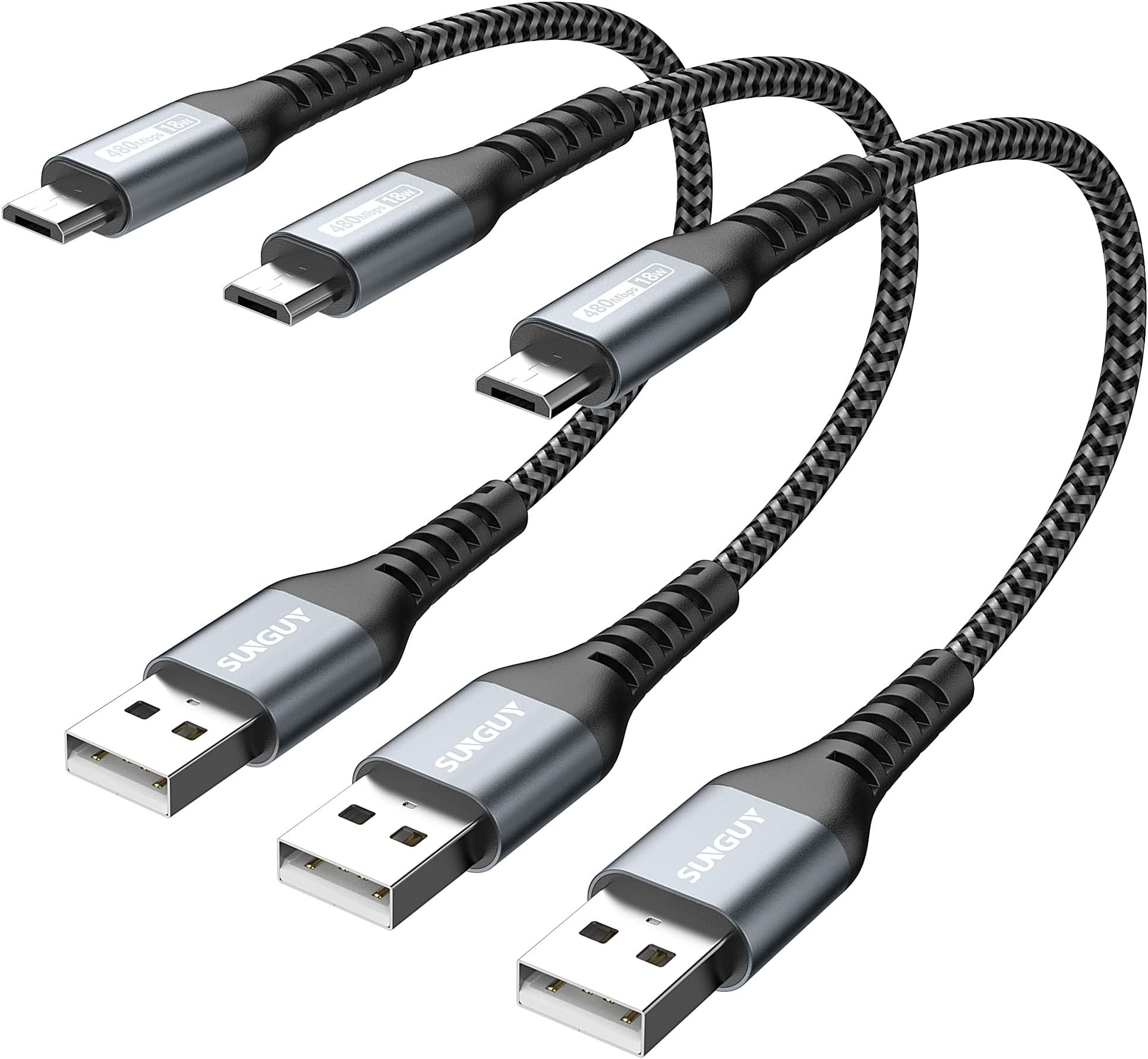 Amazon.com: SUNGUY 6 inch Short Micro USB Cable 3Pack, 0.5FT USB to ...
