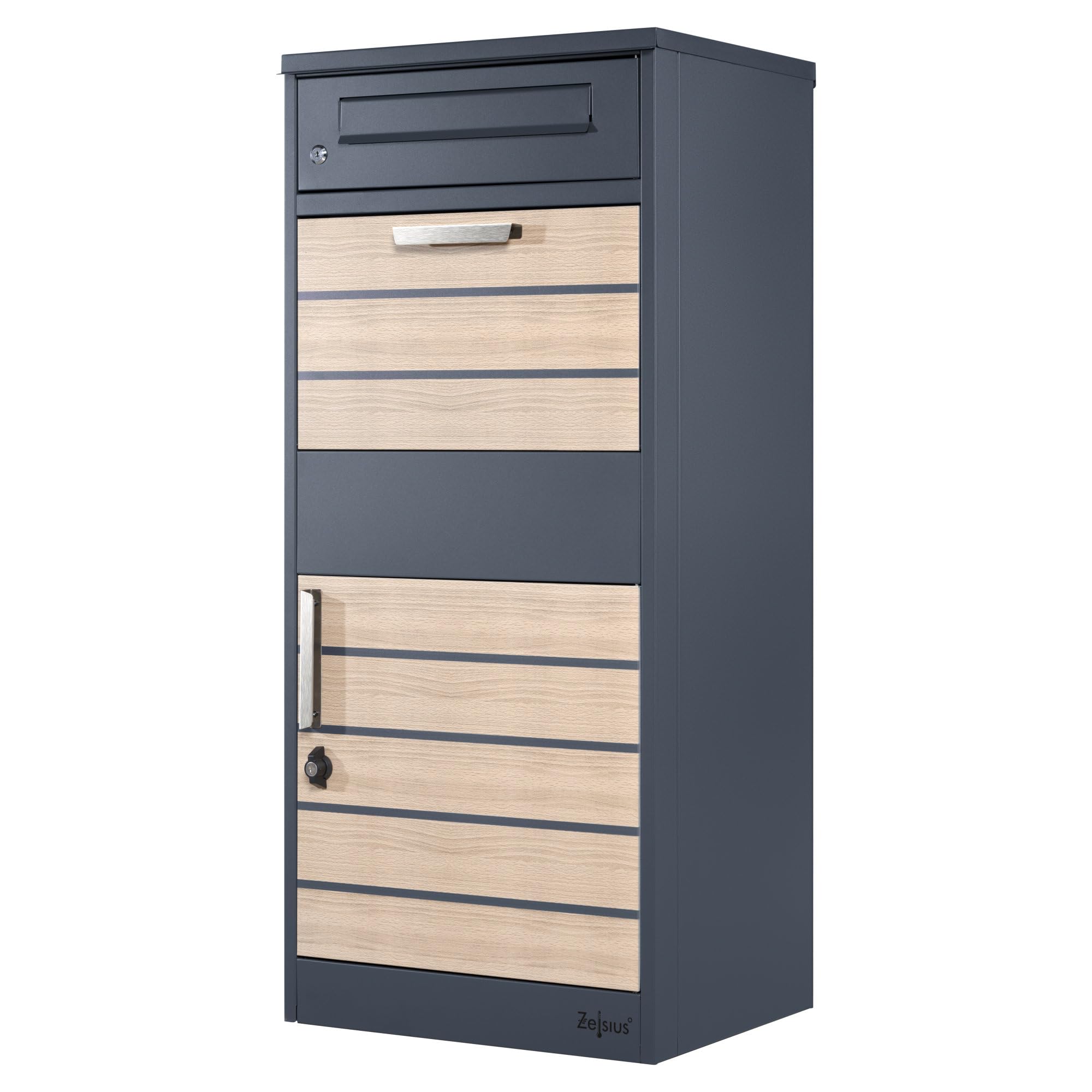 Zelsius Briefkasten mit Paketfach Terra | pulverbeschichteter Stahl mit ...