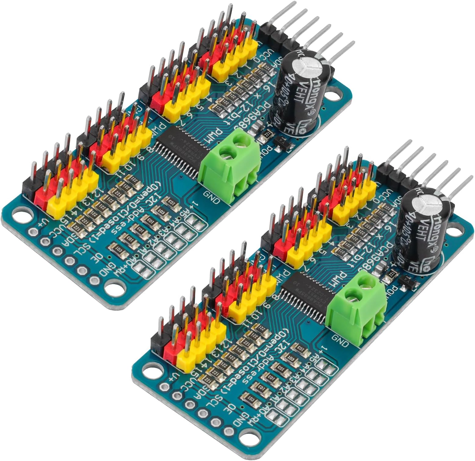 Amazon.com: 2pcs PCA9685 16 Channel PWM Servo Motor Driver Board I2C ...