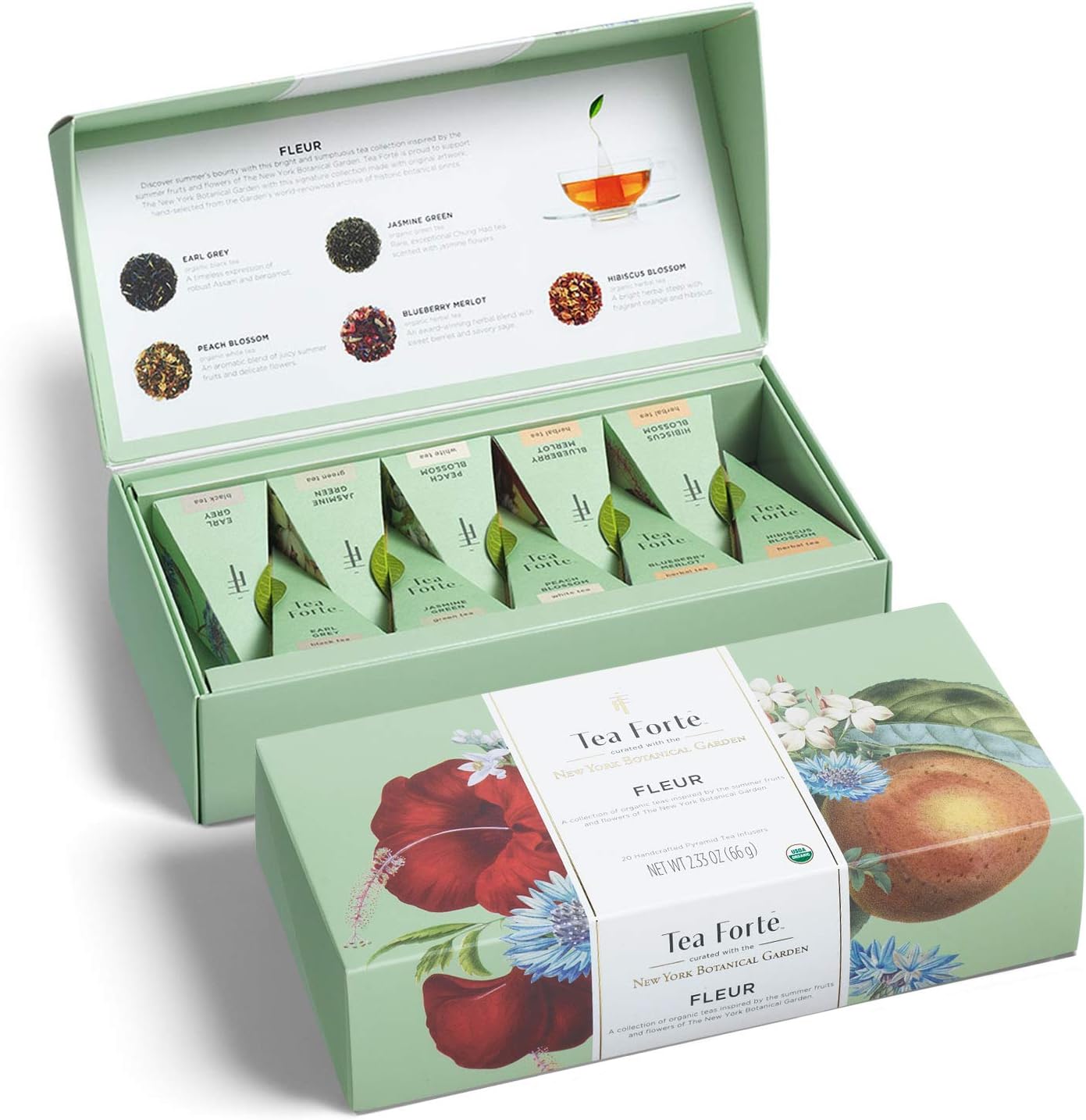 Amazon.com : Tea Forte Fleur Organic Premium Tea Assortment, Petite ...