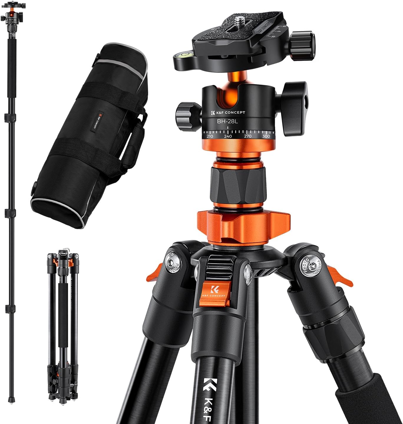 Lightweight Aluminum Camera Tripod, K&F Concept 62-Inch Compact Travel ...