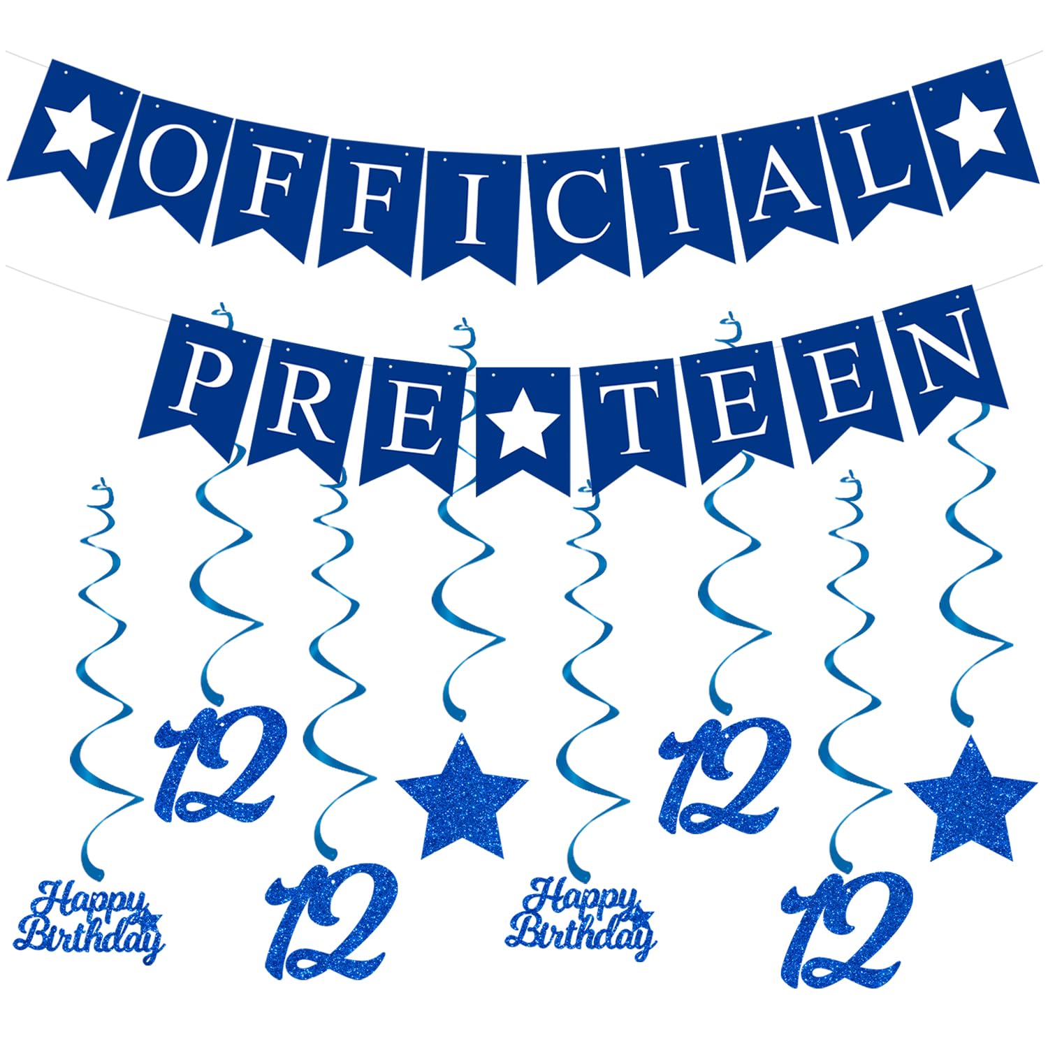 Elicola 12th Birthday Decorations Official Pre-Teen Banner Bunting with ...