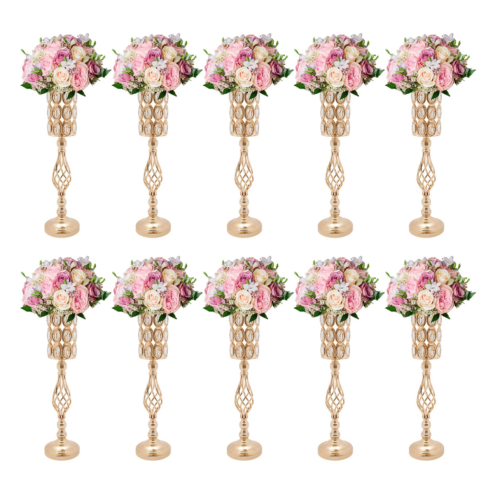 Amazon.com: 10Pcs Wedding Centerpieces Flower Stand,24in Metal Crystal ...