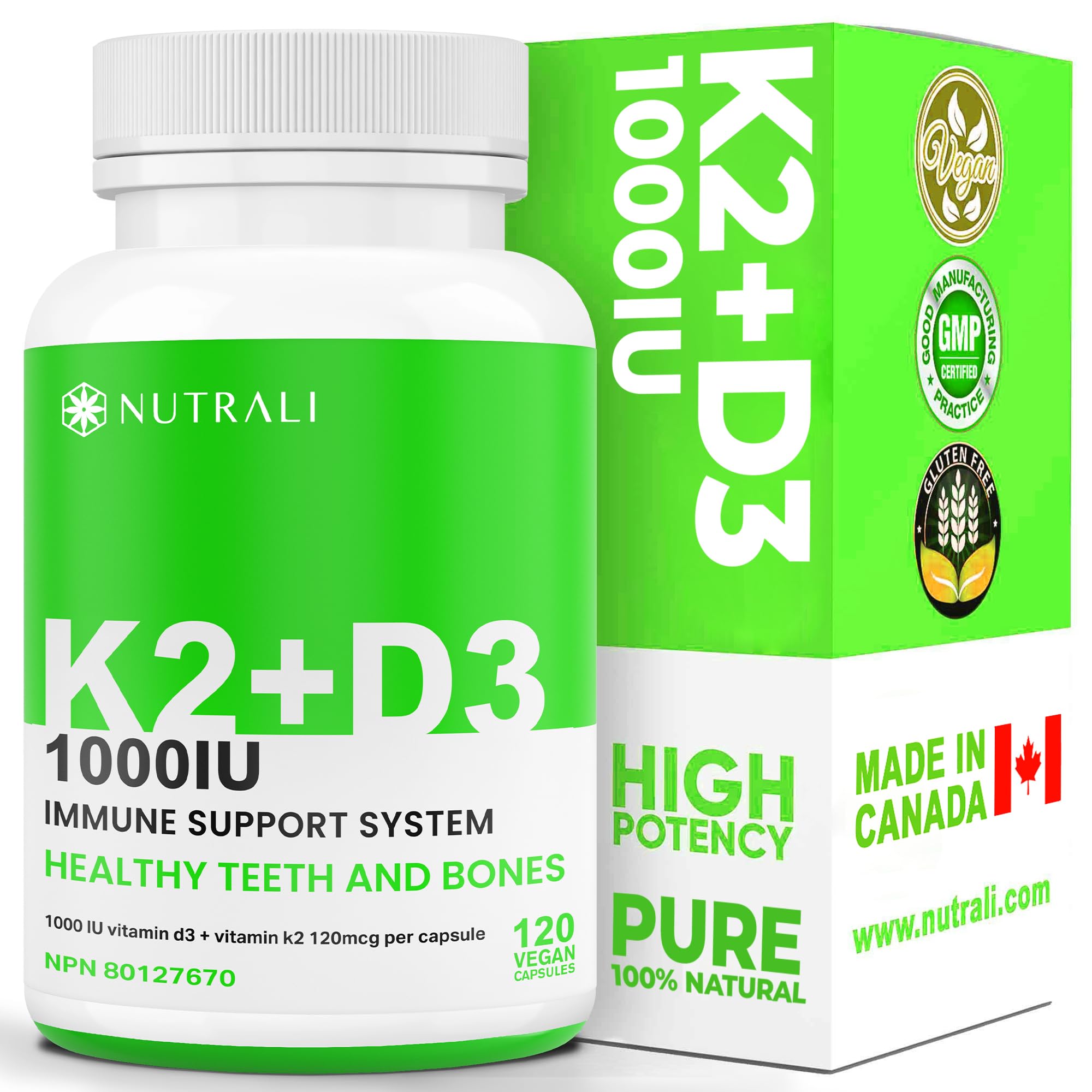 New MAXIMUM STRENGTH Vitamin D3 + K2 Supplement – 1000IU / 120mcg ...