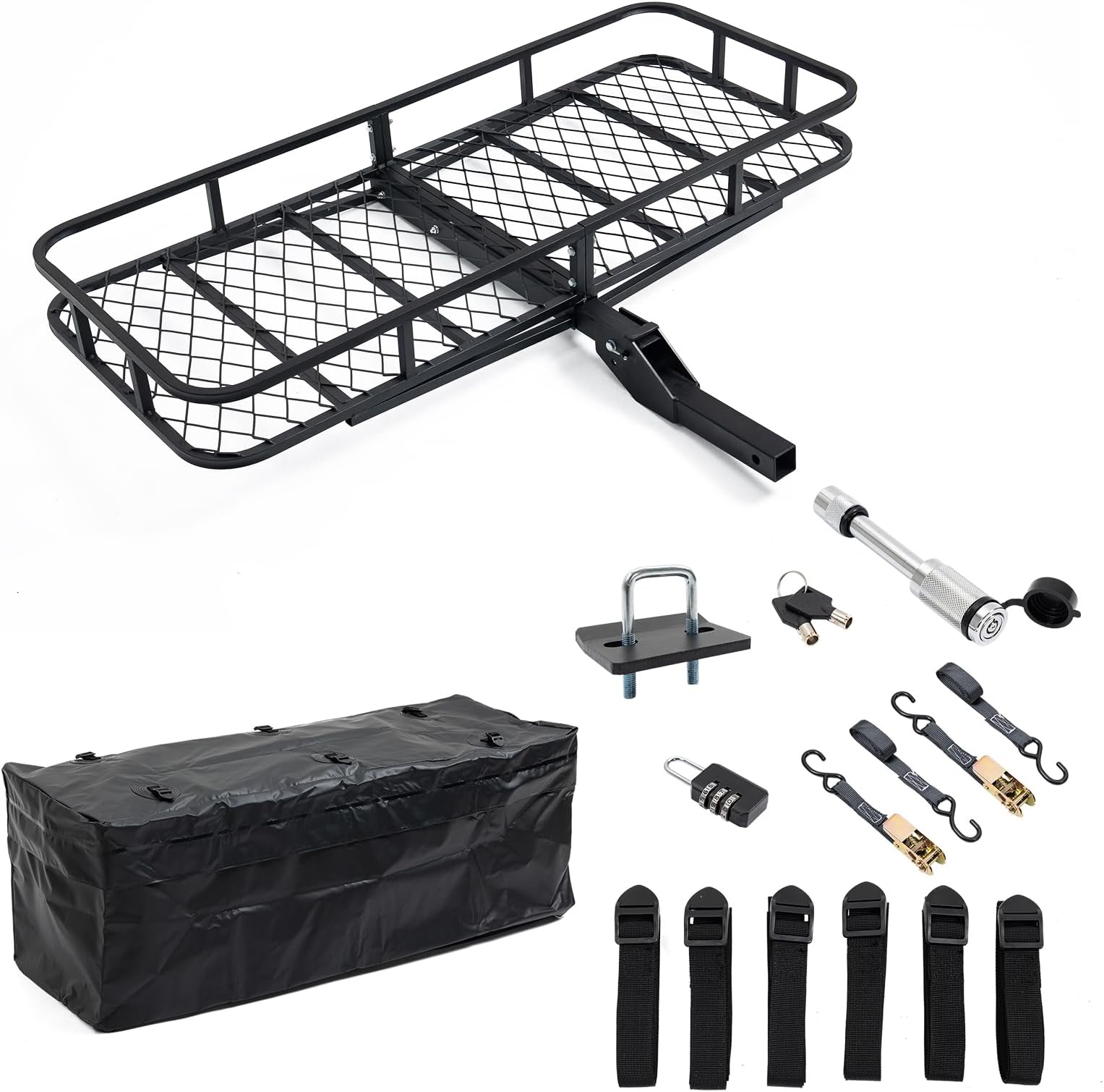 Amazon.com: Unovivy 60" x 24" x 6" Folding Cargo Carrier Hitch, 500 LBS ...