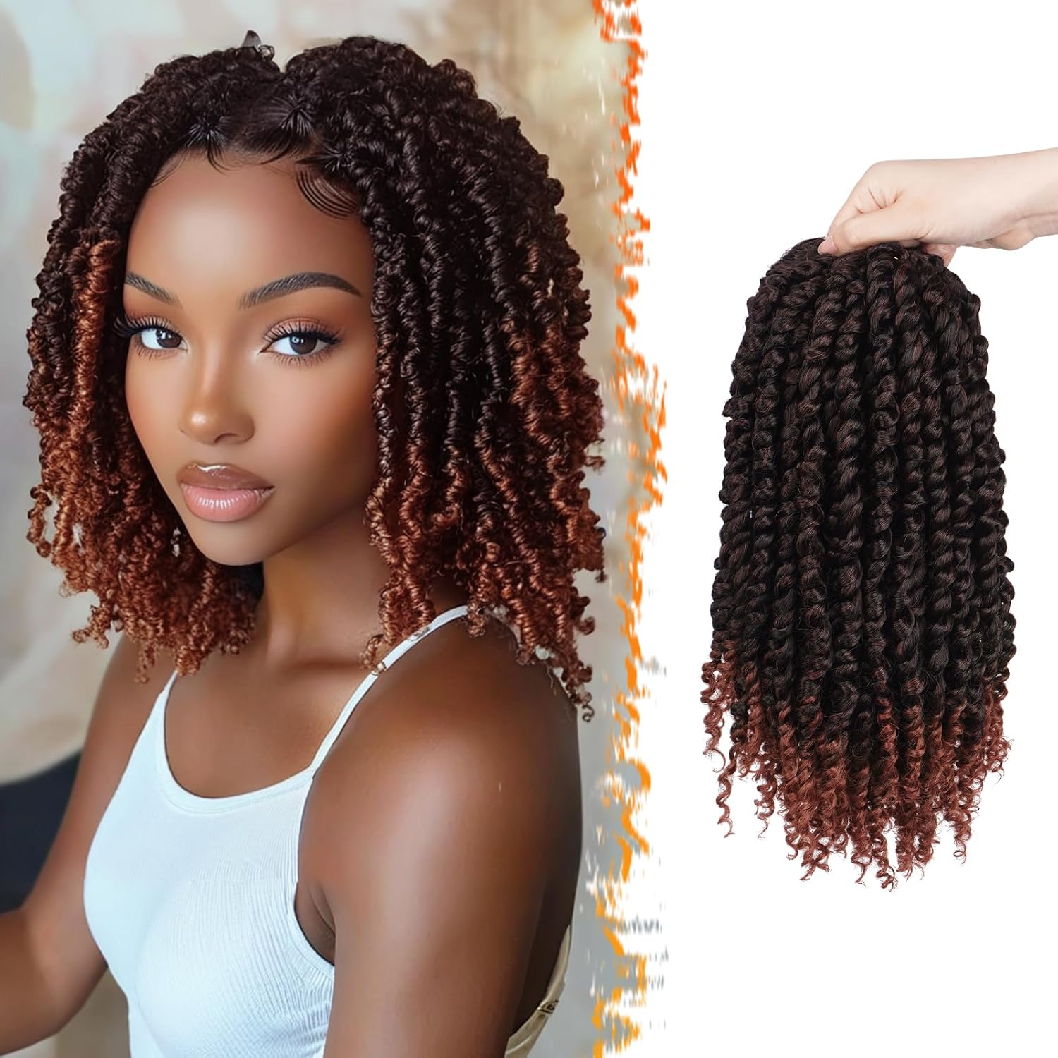 BARSDAR Passion Twist Crochet Hair, 12 Inch 8 Packs Pre-twisted Short ...